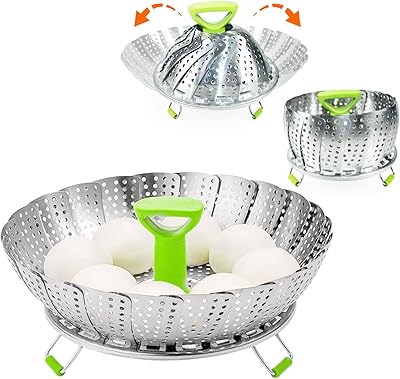 Amazon.com: Two-Pack Vegetable Steamer Baskets (Two Sizes) Folding ...