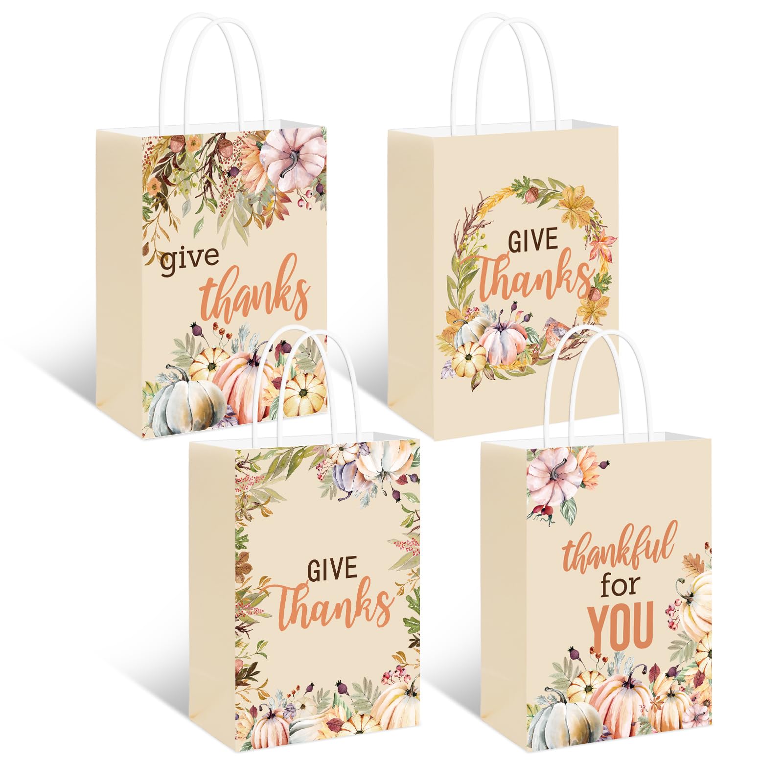 Amazon.com: AnyDesign 12Pcs Fall Gift Bags Watercolor Pumpkin Autumn ...
