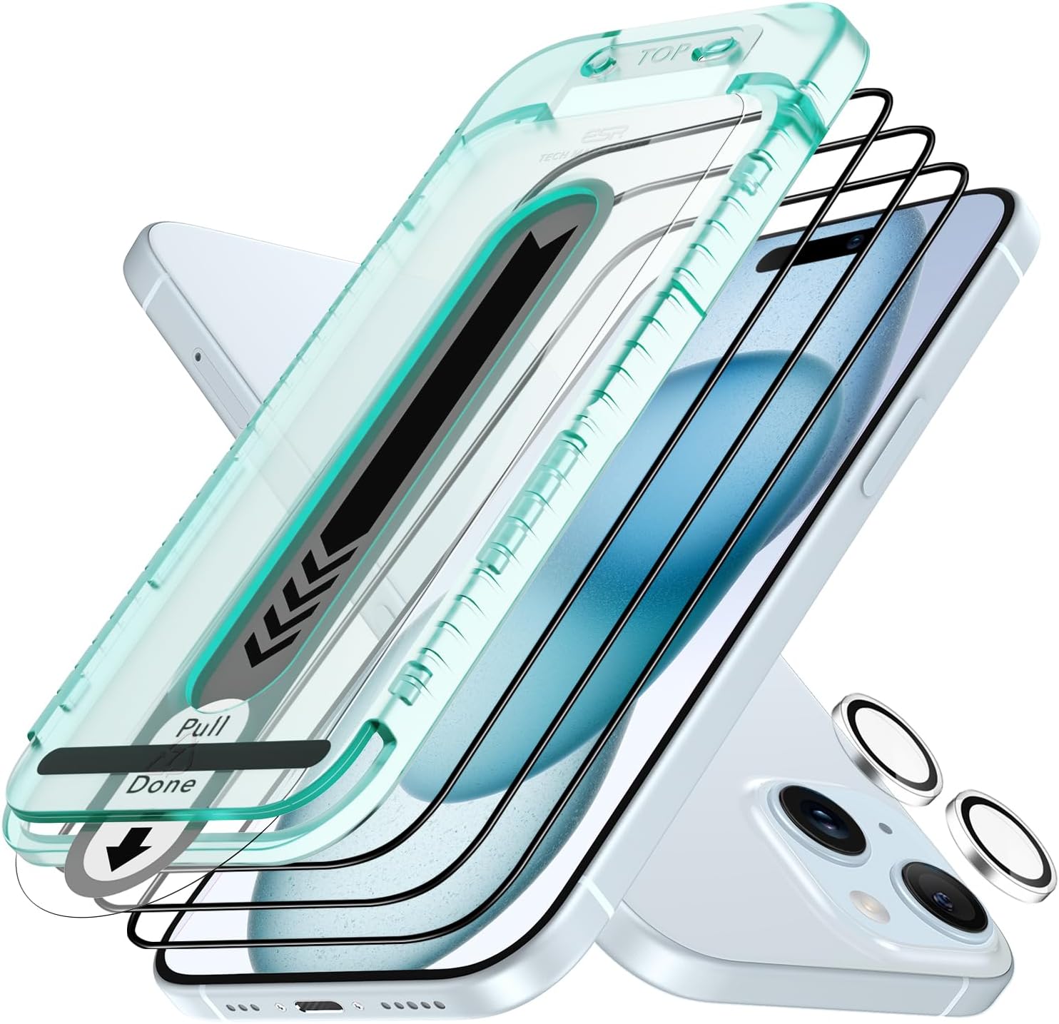 ESR 3+1 Pack Armorite Screen Protector Set for iPhone 15, Ultra-tough ...