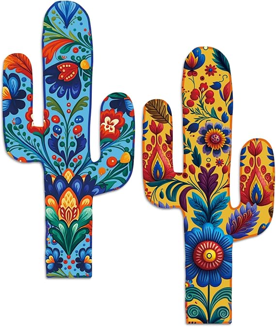 Amazon.com: Putuo Decor Aztec Cactus Wall Decor Set of 2, Western ...
