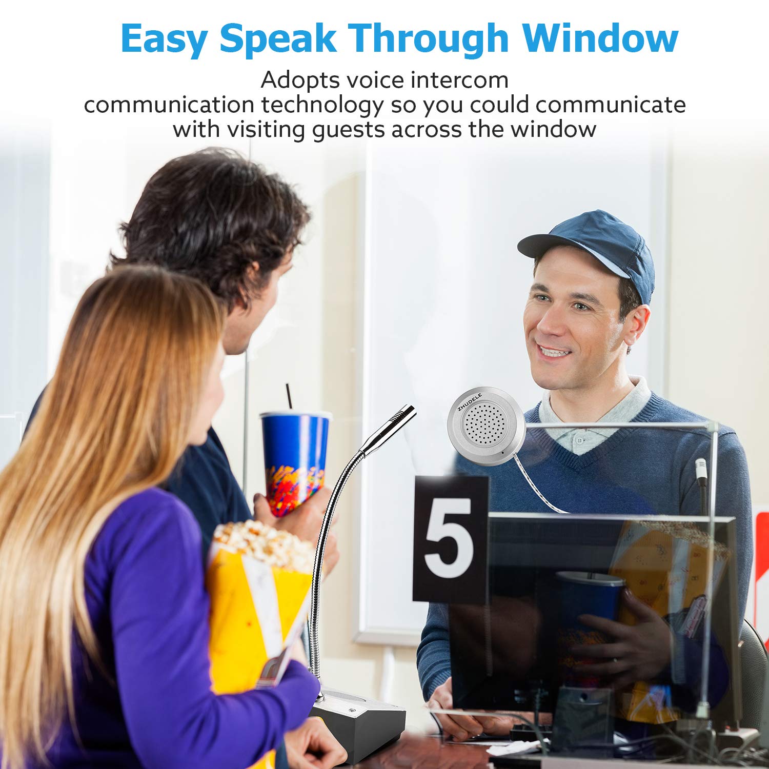 Buy Dual Way Counter Intercom System, Window Speaker System Window ...