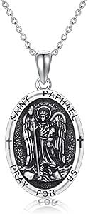 DAYLINLOVE Saint Raphael Medal Medallion Necklace Sterling Silver ...