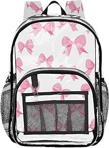 Amazon.com: Pink Bow Clear Backpacks for School, Heavy Duty Clear ...