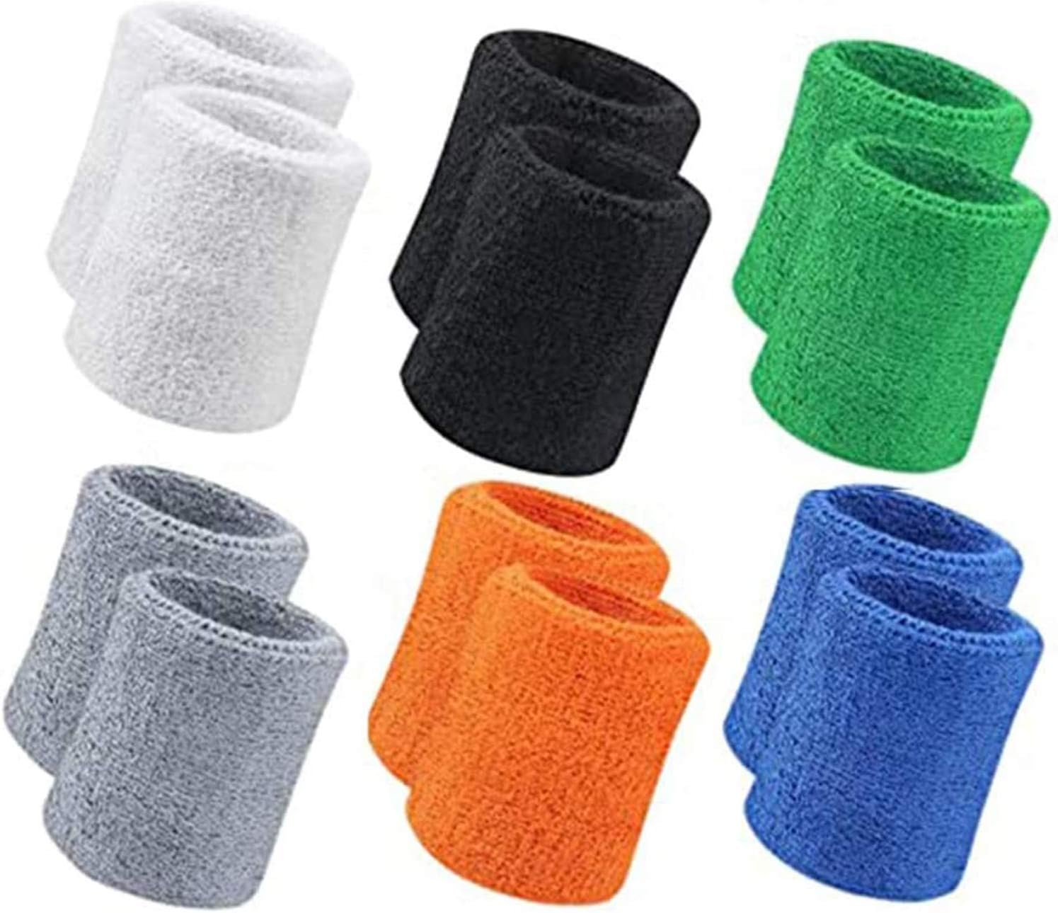 Elvyagod 6 Pack Sweatbands Sports Wristband Cotton Sweat Band for Men ...