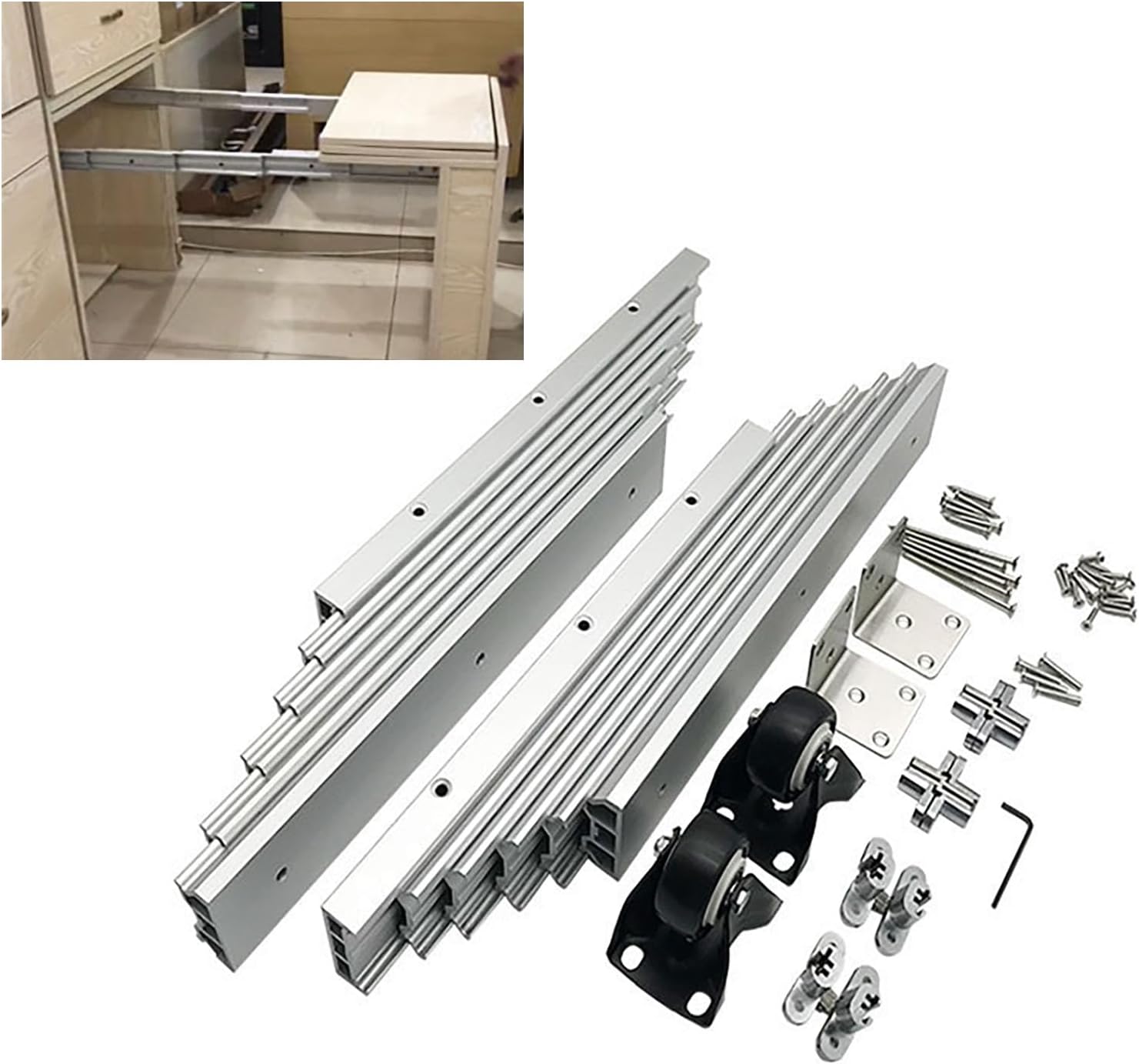 KELUNIS Drawer Type Dining Table Rail Bar Full Extension Table Slide ...