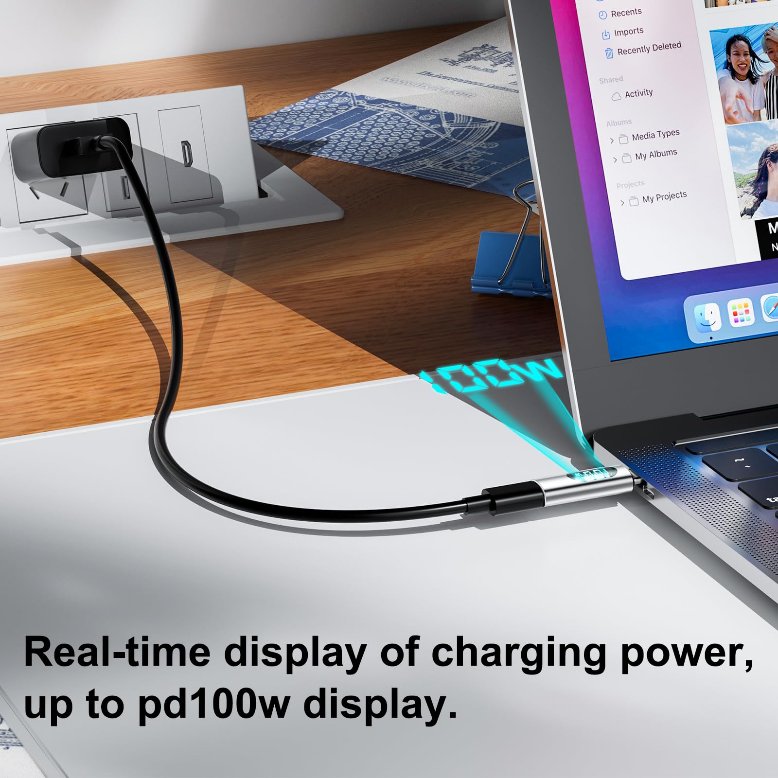 Snapklik.com : GUUGEI USB C Adapter LED Wattage Display 2Pack Silver PD ...