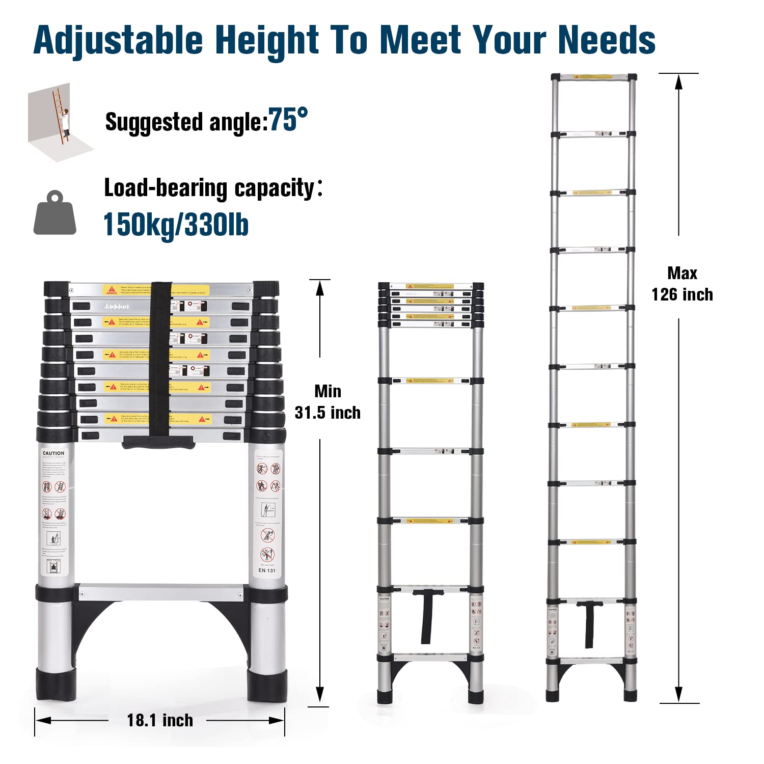 JADDUO Telescoping Ladder 10.5 FT Extension Ladder Aluminum Lightweight ...