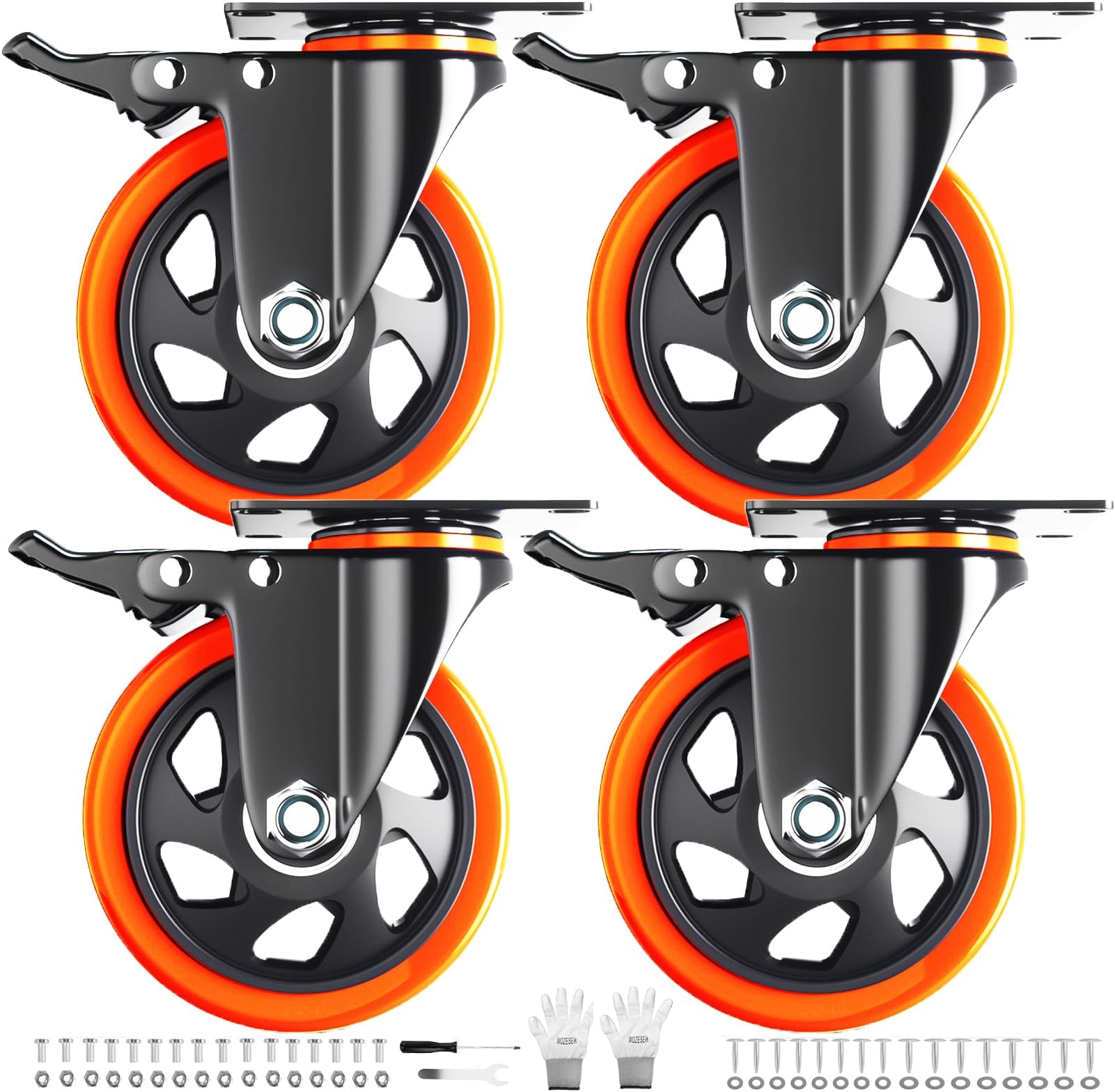 Amazon.com: VEVOR Caster Wheels Set of 4, 6" Heavy Duty Casters (2 ...