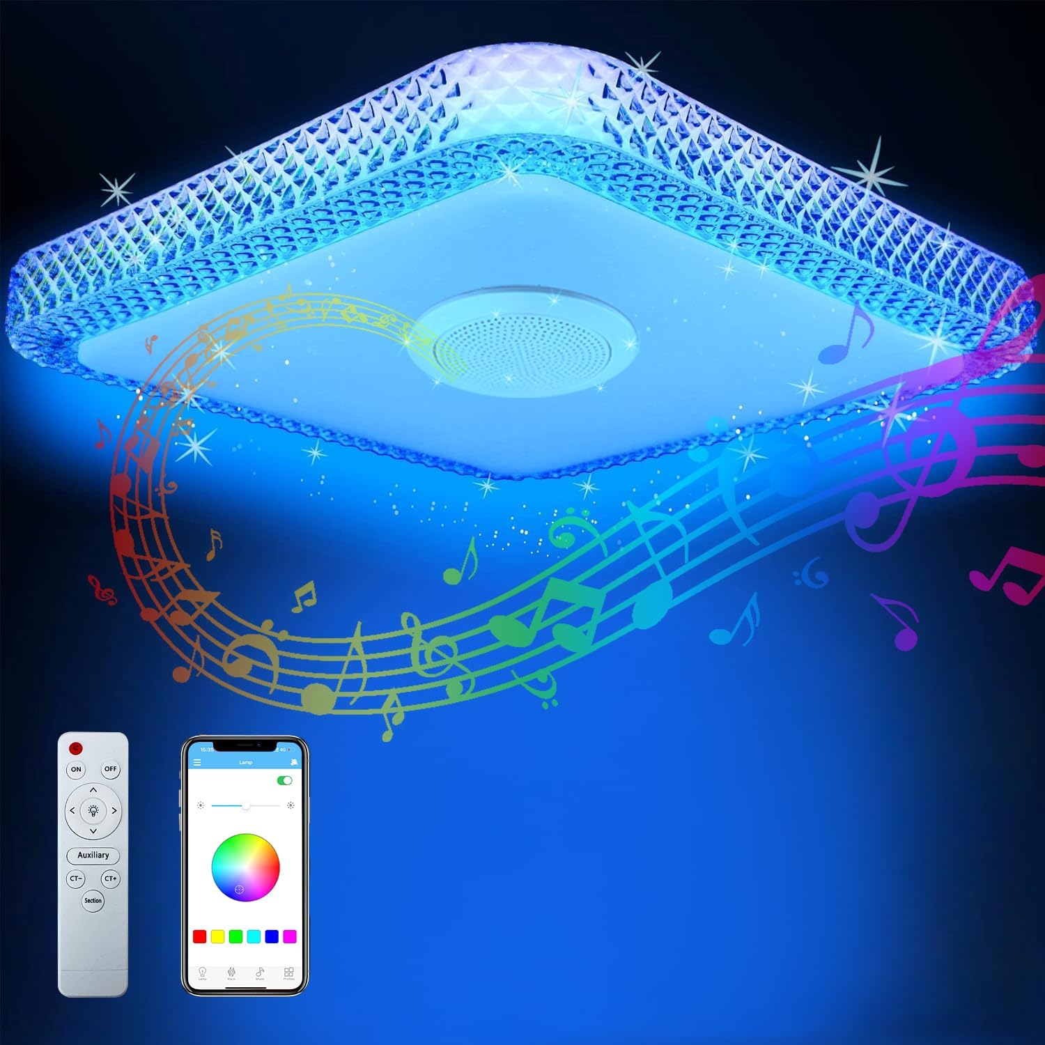 Plafoniera Led Soffitto Moderna, 48W Lampadario Soggiorno con ...