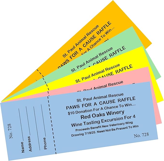 Amazon.com: 500 Custom Printed Raffle Tickets For Your Fundraiser! Your ...