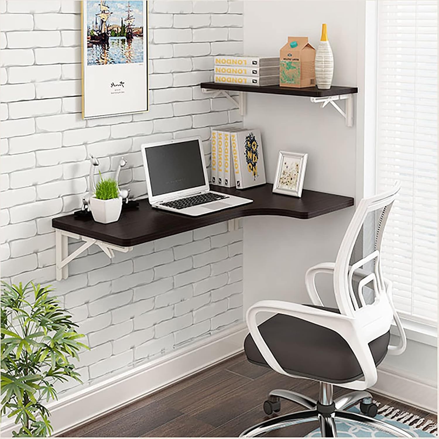 Folding L-Type Corner Table Wall Mounted Drop-Leaf Table, Floating ...