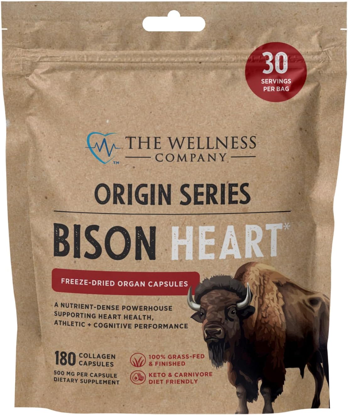 Amazon.com: The Wellness Company Bison Heart | 180 Collagen Capsules (1 ...