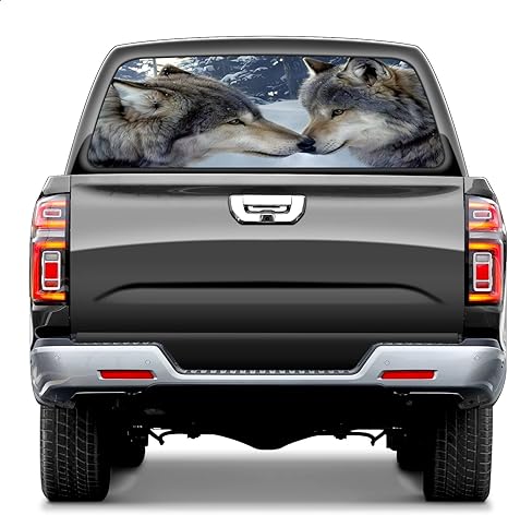 Amazon.com - Truck Rear Window Graphic Decals Two Wolves in Snow Forest ...