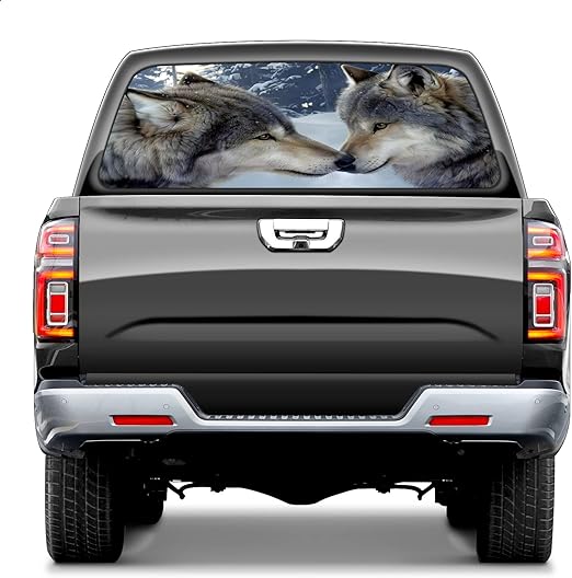Amazon.com - Truck Rear Window Graphic Decals Two Wolves in Snow Forest ...