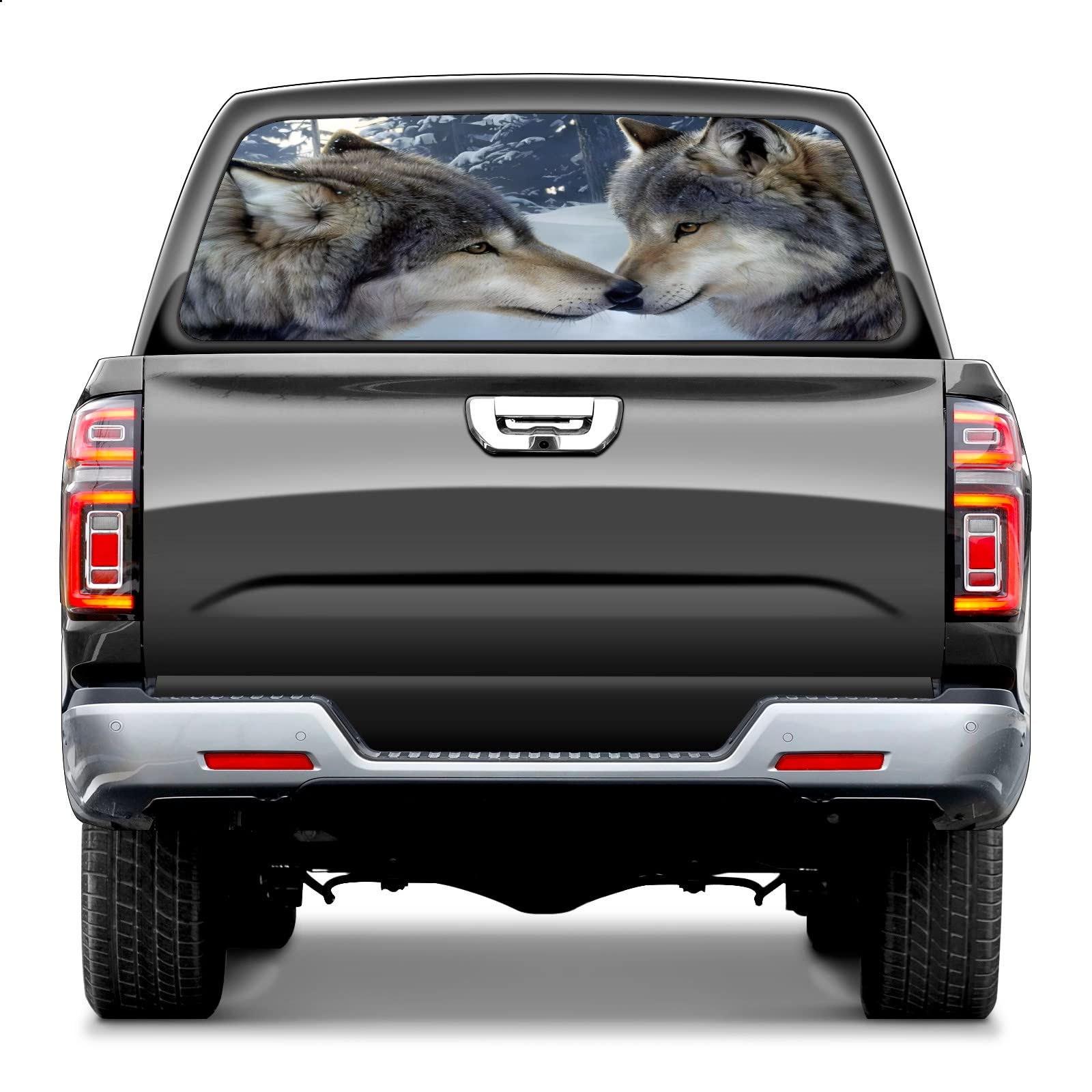 Amazon.com - Truck Rear Window Graphic Decals Two Wolves in Snow Forest ...