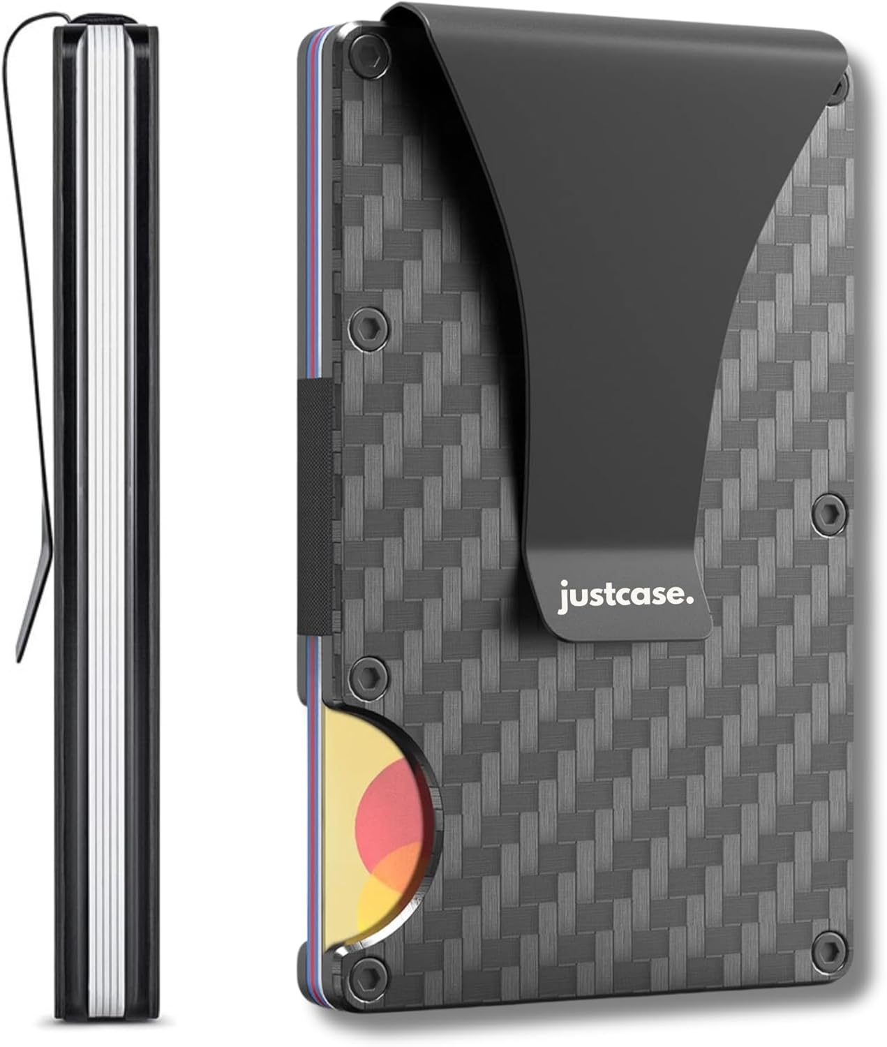Amazon.com: JustCase® RFID Blocking Carbon Fiber Slim Metal Wallet for ...