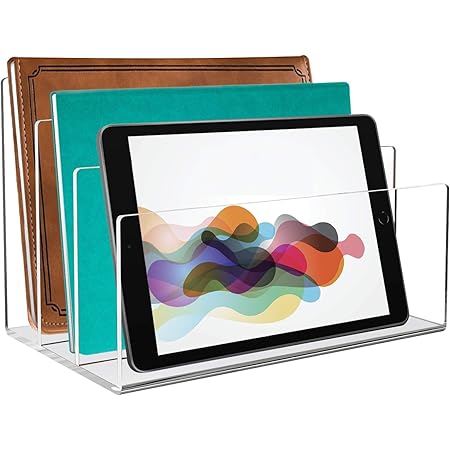 Amazon.com: Clear Acrylic File Sorter, Desk File Folder Holder,File ...