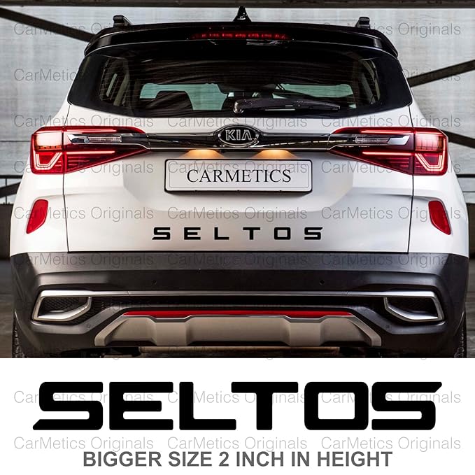 CarMetics SELTOS 3D Letters for Kia Seltos Bonnet Light Colored Cars ...