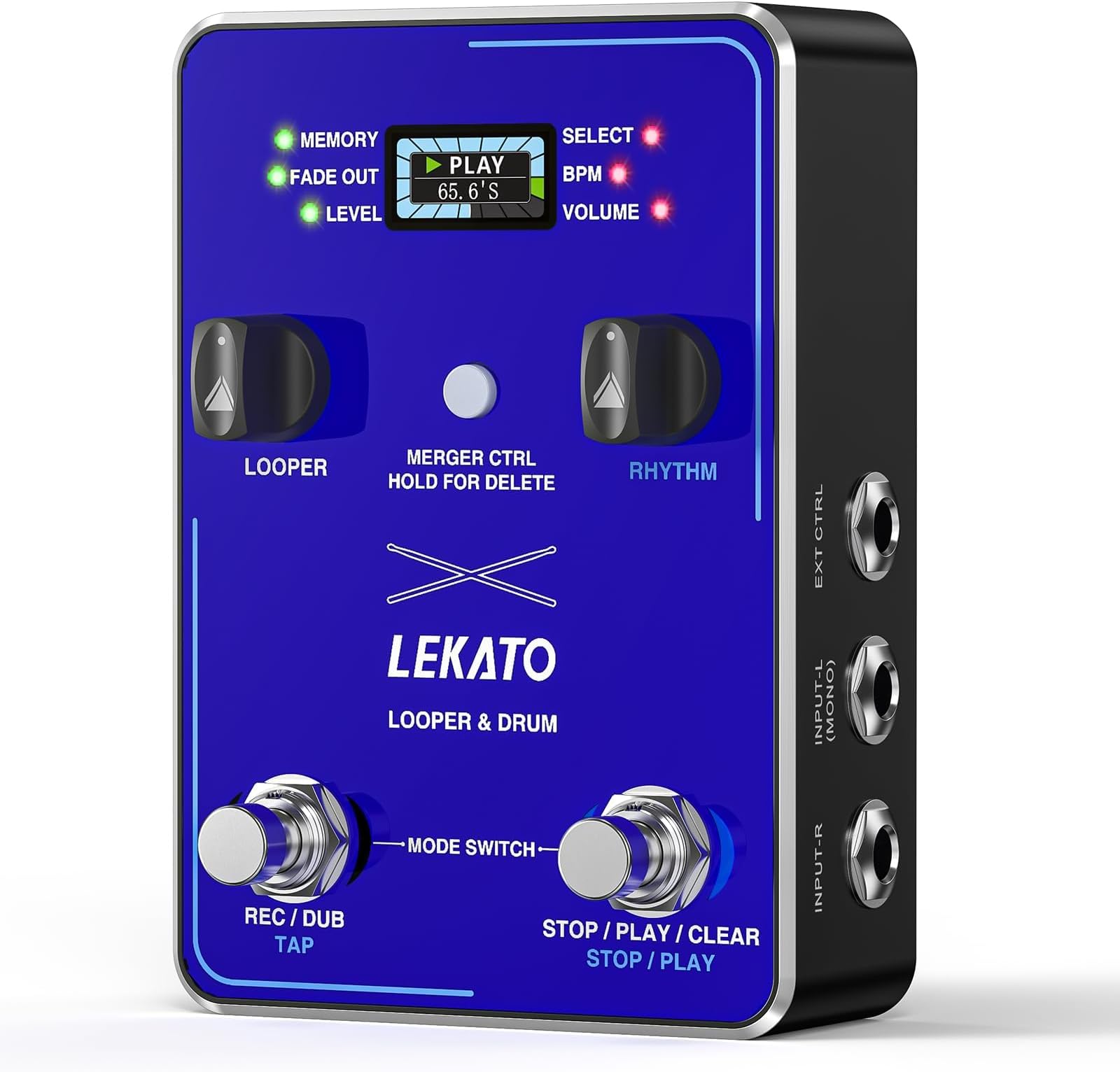 Amazon.com: LEKATO Guitar Looper Pedal Drum Machine, 2 IN 1 Stereo ...