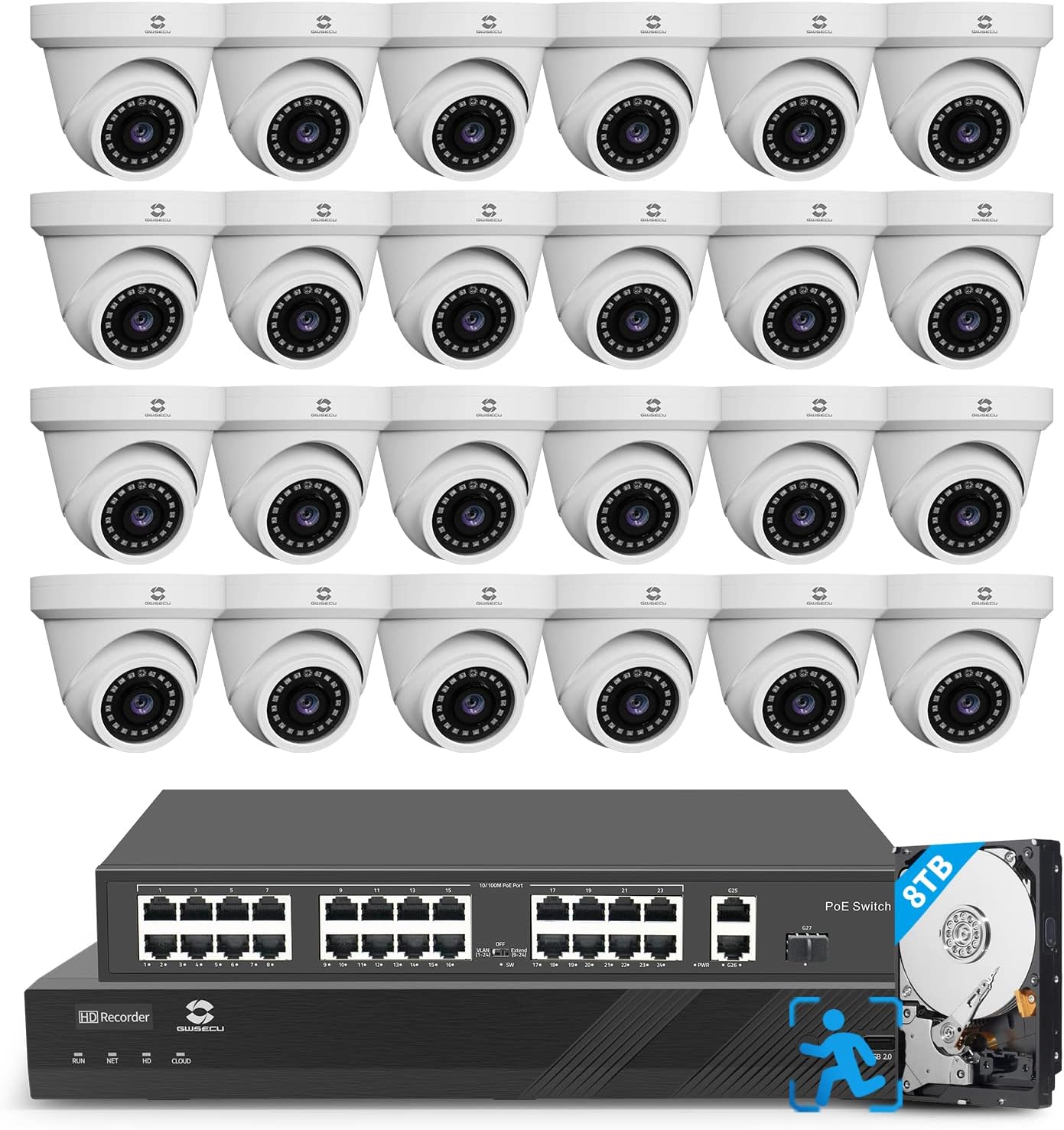 Amazon.com : GWSECU 4K 32 Channel Security Camera System with Mic, 4K ...