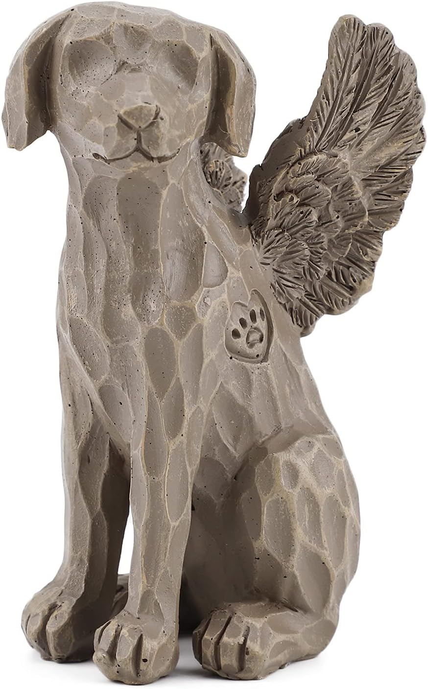 ACTLATI Dog Angel Figurine of Friendship, Hand Carved Dog Angel Pet ...