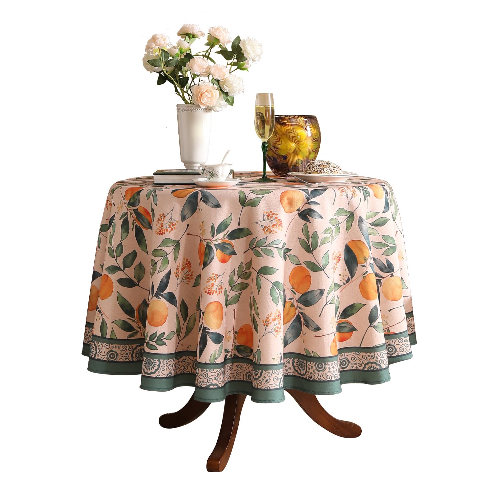 Amazon.com: patdrea Designer Orange Tablecloth for Round Tables ...