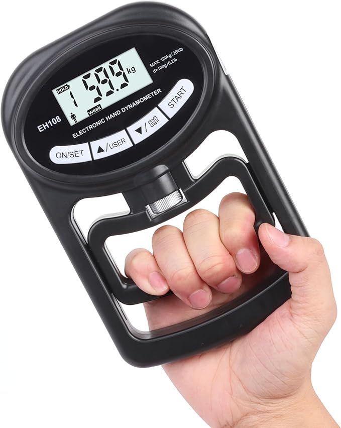 Hand Dynamometer Grip Strength Trainer 265 lbs / 120 kg, Electronic ...