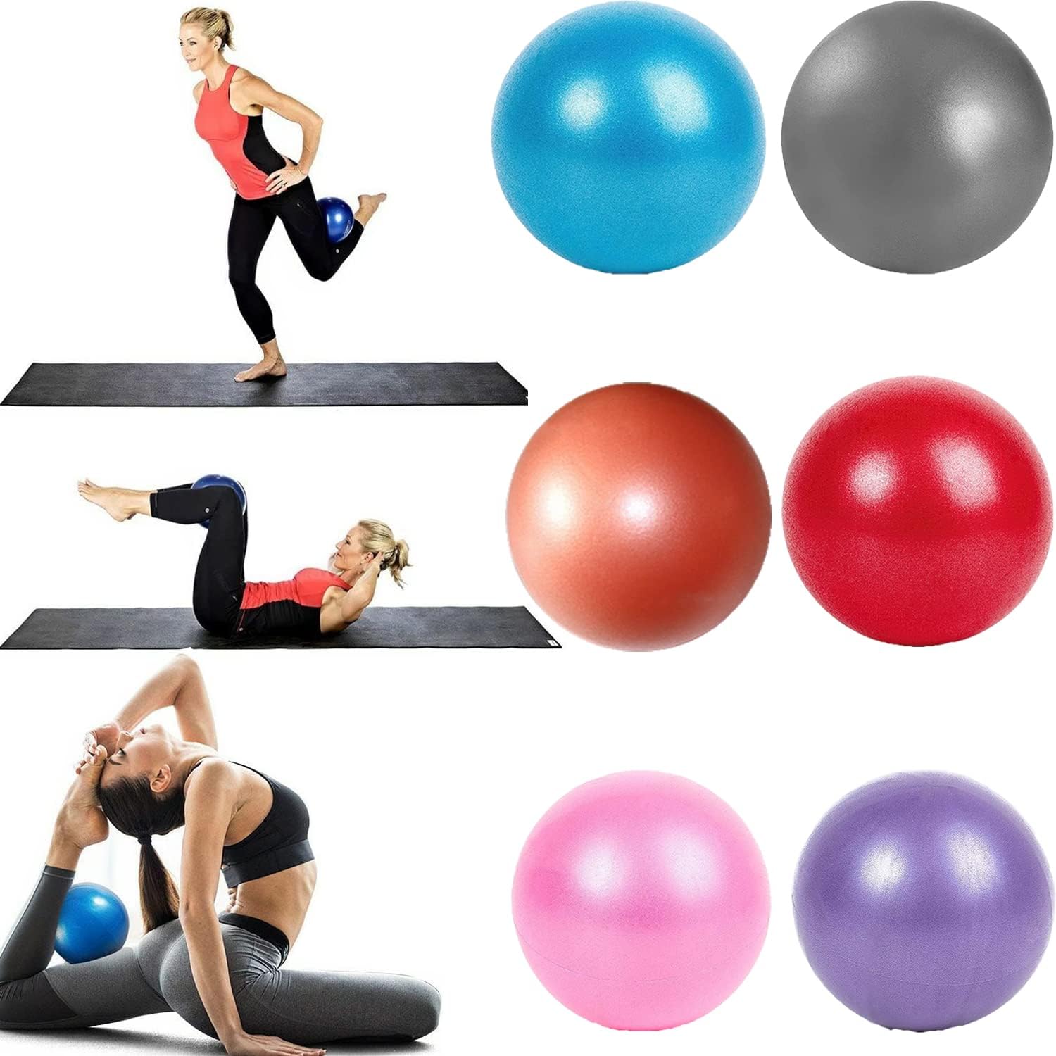 6pcs Pilates Balls Yoga Balls Barre Balls Mini Exercise Balls,9.8 Inch ...