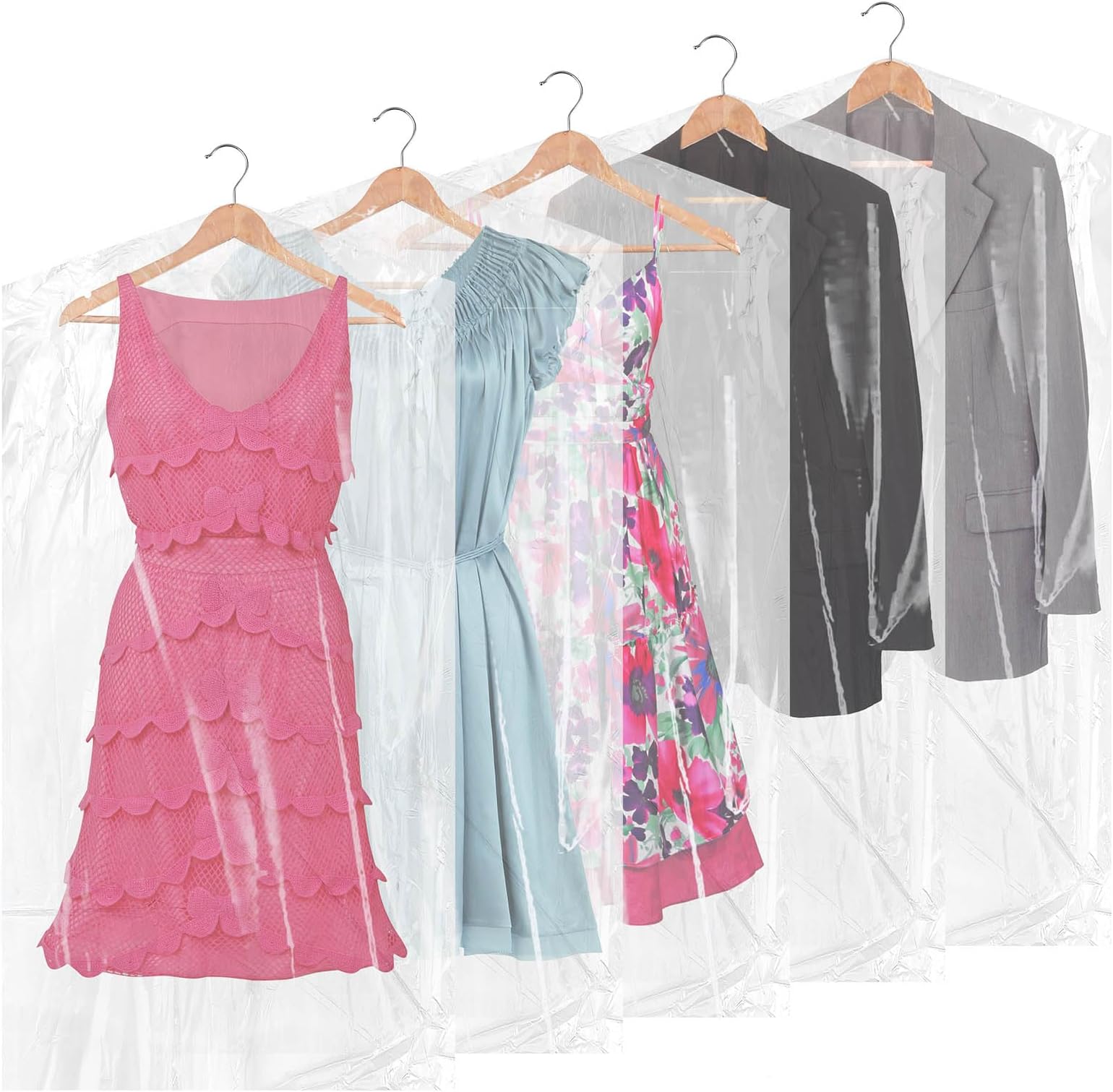 Amazon.com: 20 Pack Clear Garment Bags for Hanging Clothes, Dry Cleaner ...