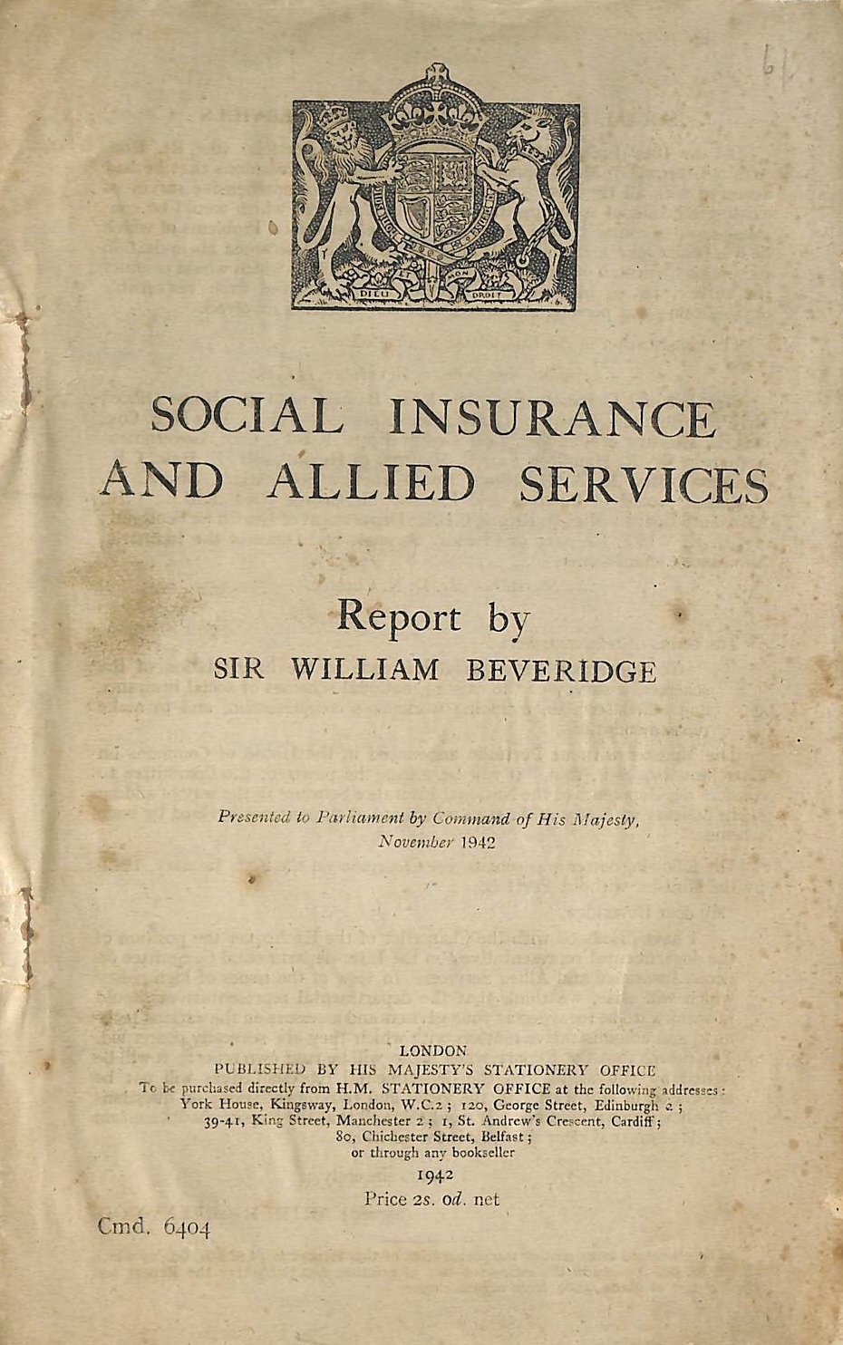 Social Insurance and Allied Services (CM: 6404): Beveridge, William ...