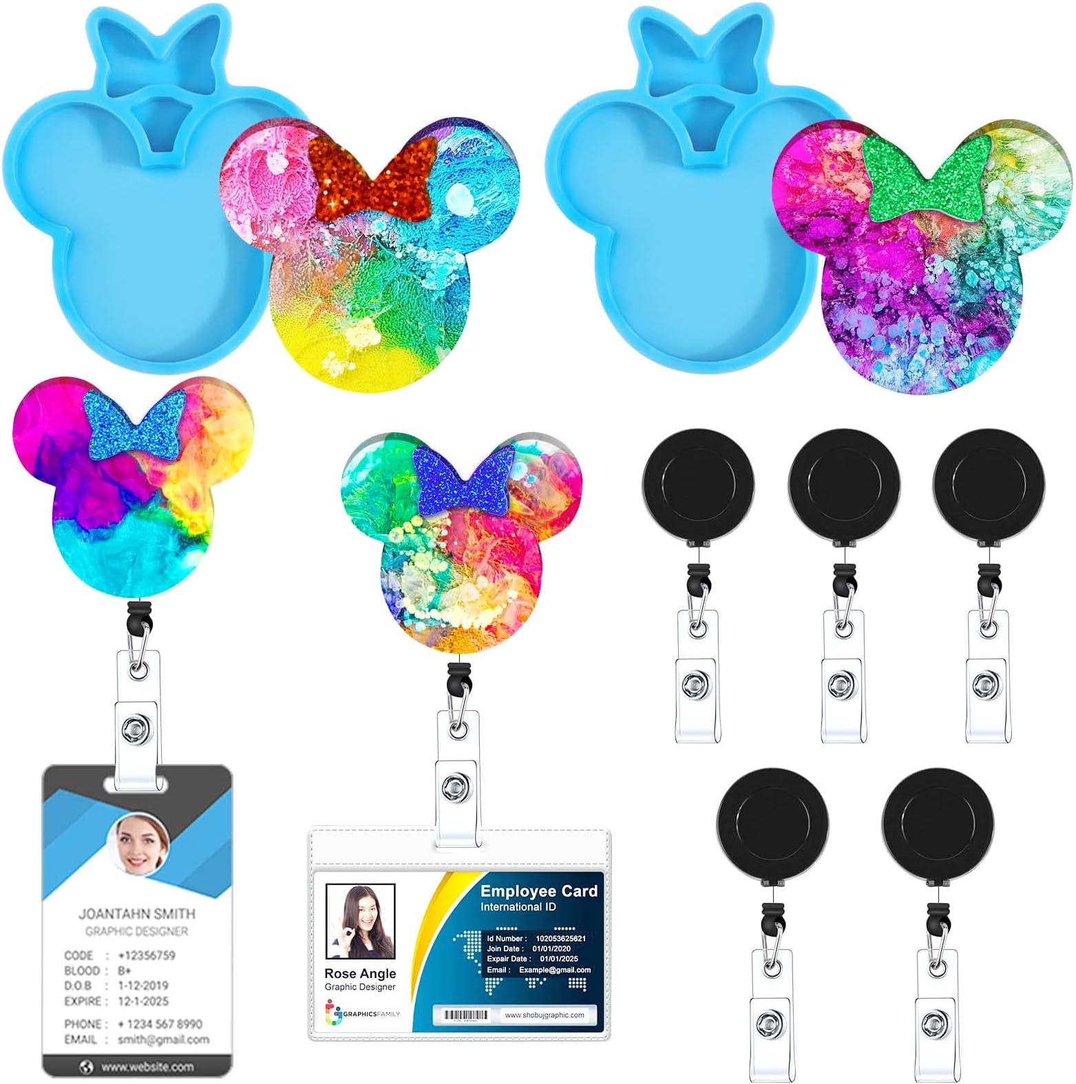 Amazon.com: Juome Resin Molds Badge Reels, 2 Pcs Mouse Head Bow ...