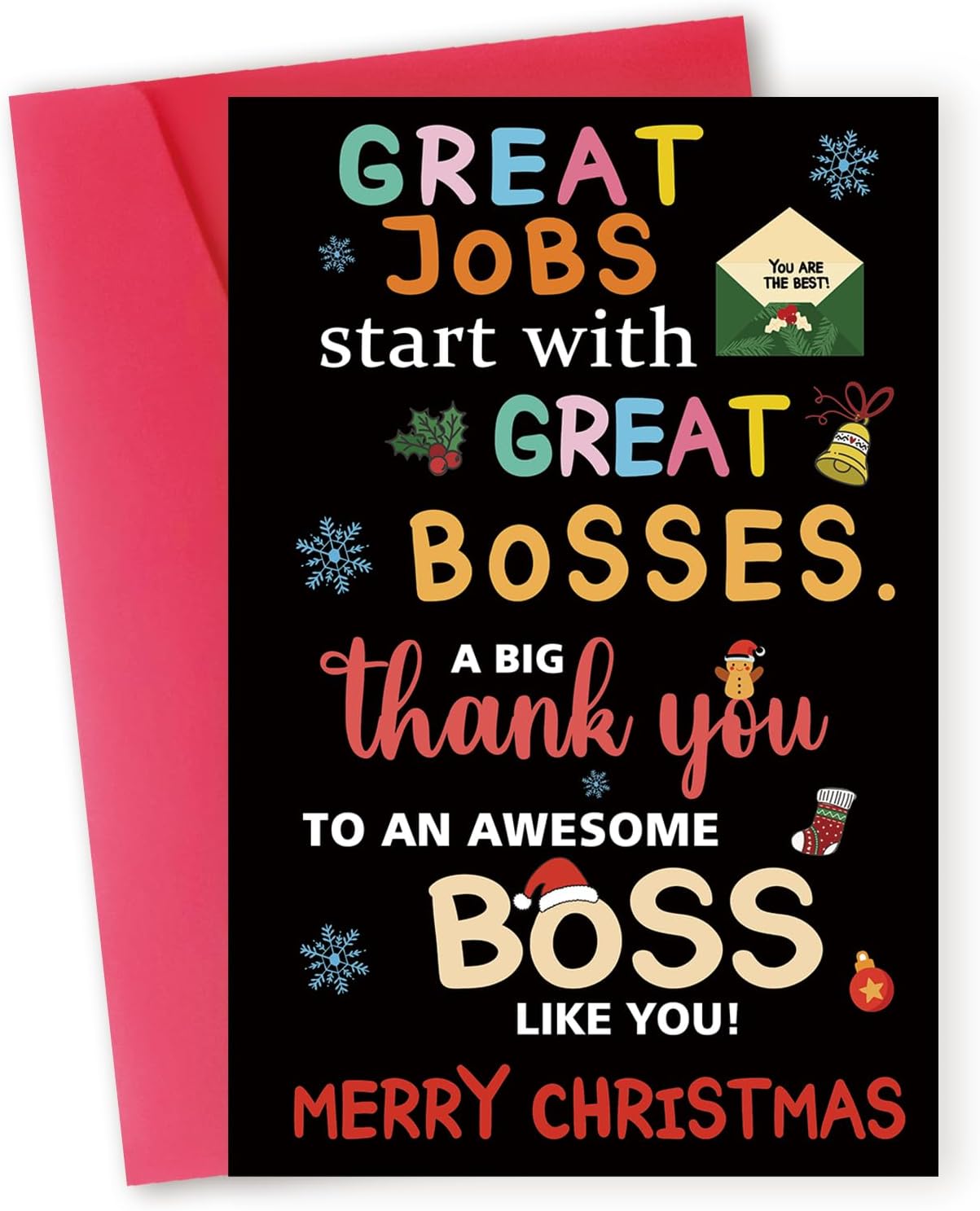 Amazon.com: gerdiny Funny Christmas Card for Boss or Coworker, Holiday ...