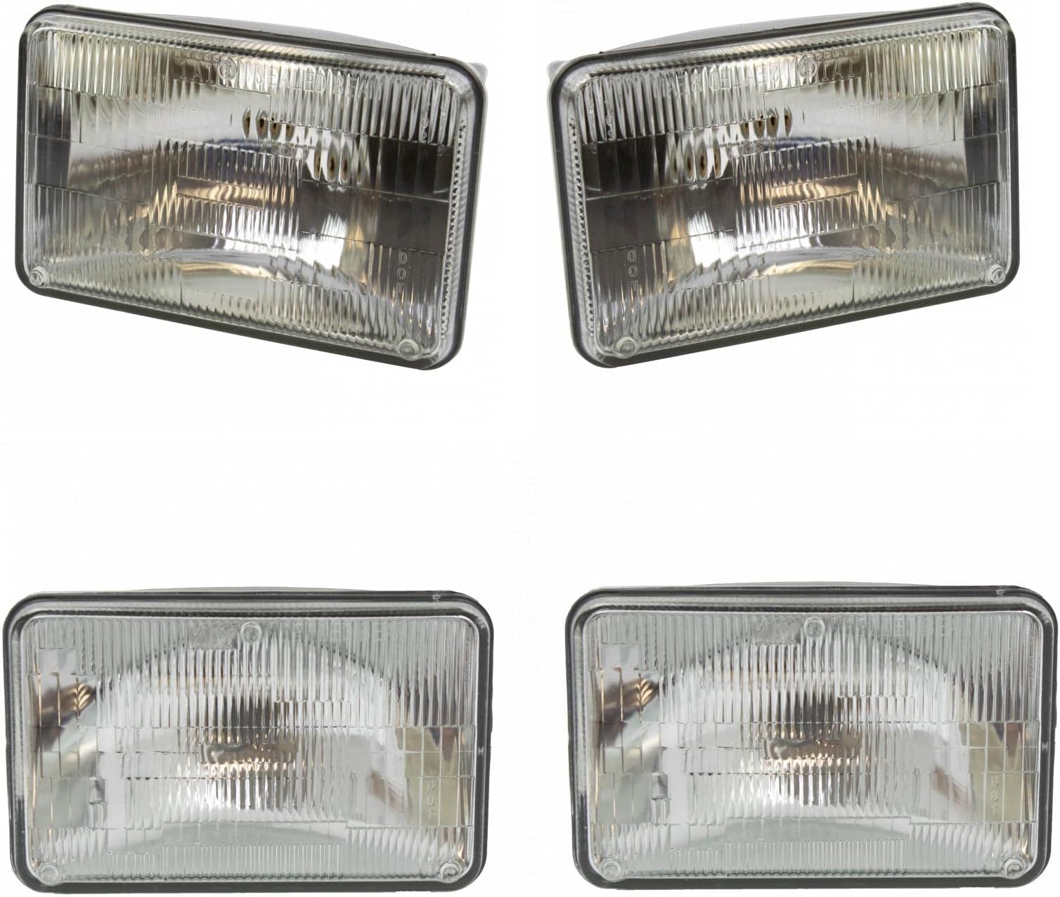 Amazon.com: TRQ Rectangle Sealed Beam High & Low Beam Headlights 4 ...