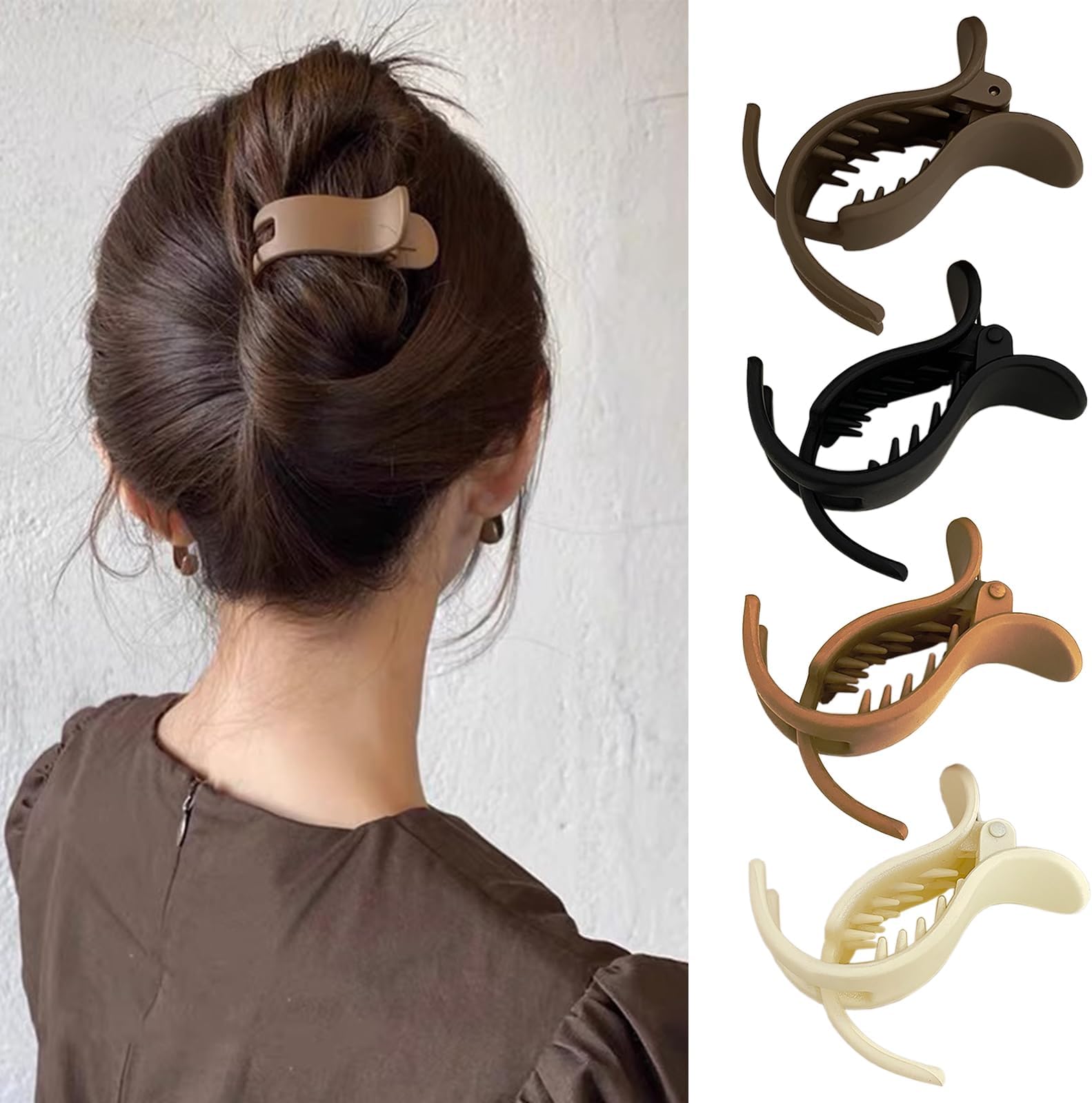 Amazon.com : 8PCS Large Matte Ponytail Buckle Hair Clip High Ponytail ...