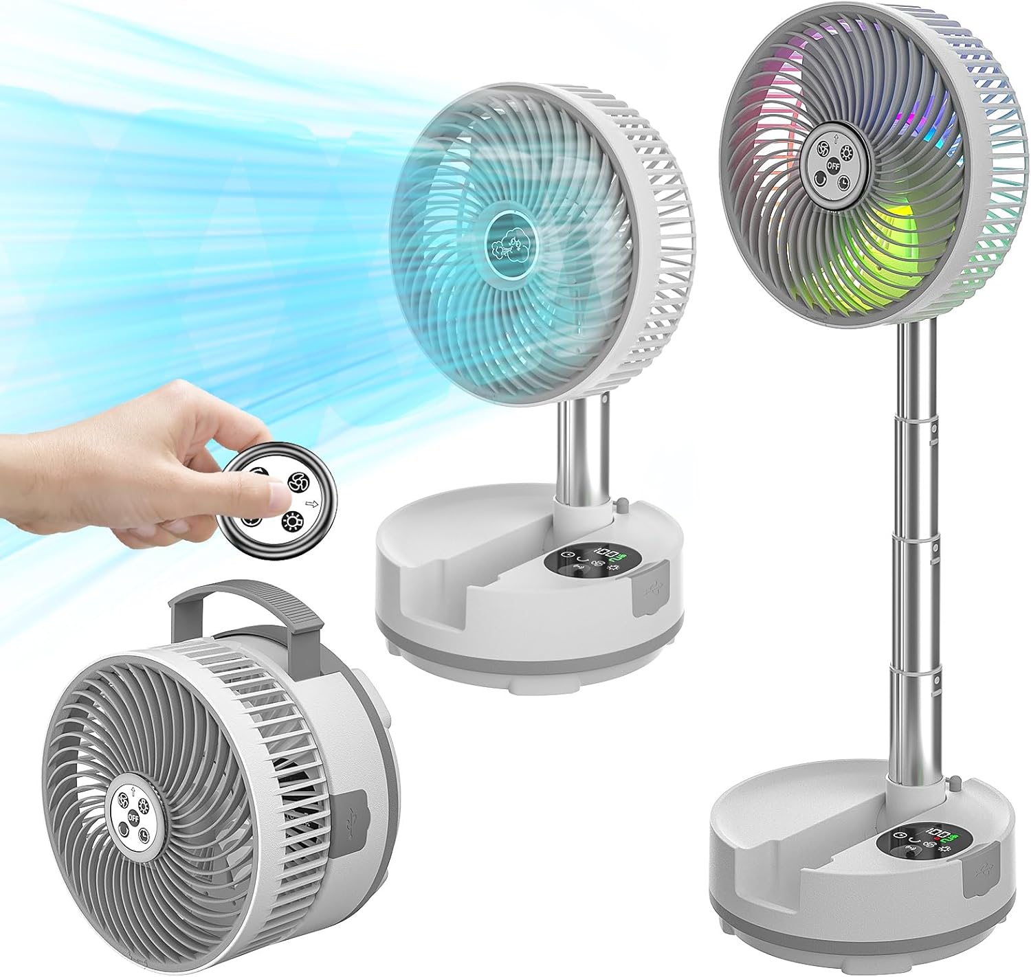 Amazon.com: Creiv Pedestal Standing Fan, Rechargeable Oscillating with ...