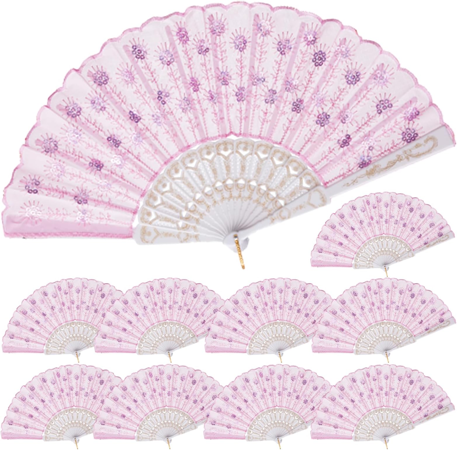 Amazon.com: Rbenxia Elegant Rose Lace Floral Folding Hand Fans 9 Inch ...