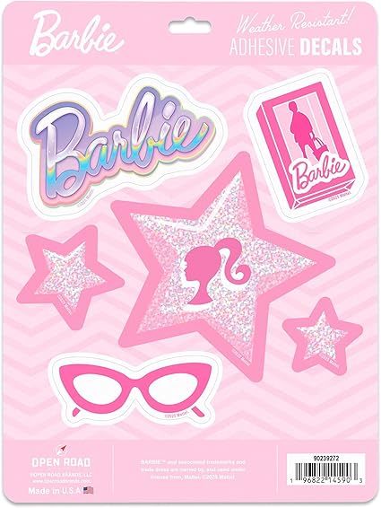 Amazon.com: Mattel Barbie Star Adhesive Vinyl Decals - Fun Set of ...