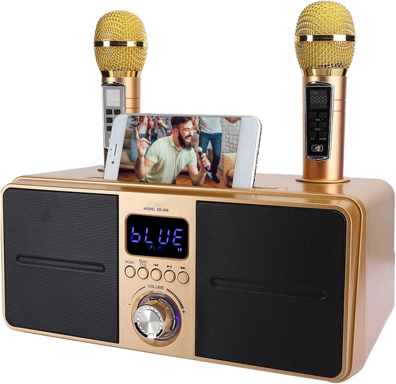 Bewinner Micrófono Inalámbrico Karaoke Altavoz Portátil de Karaoke para ...