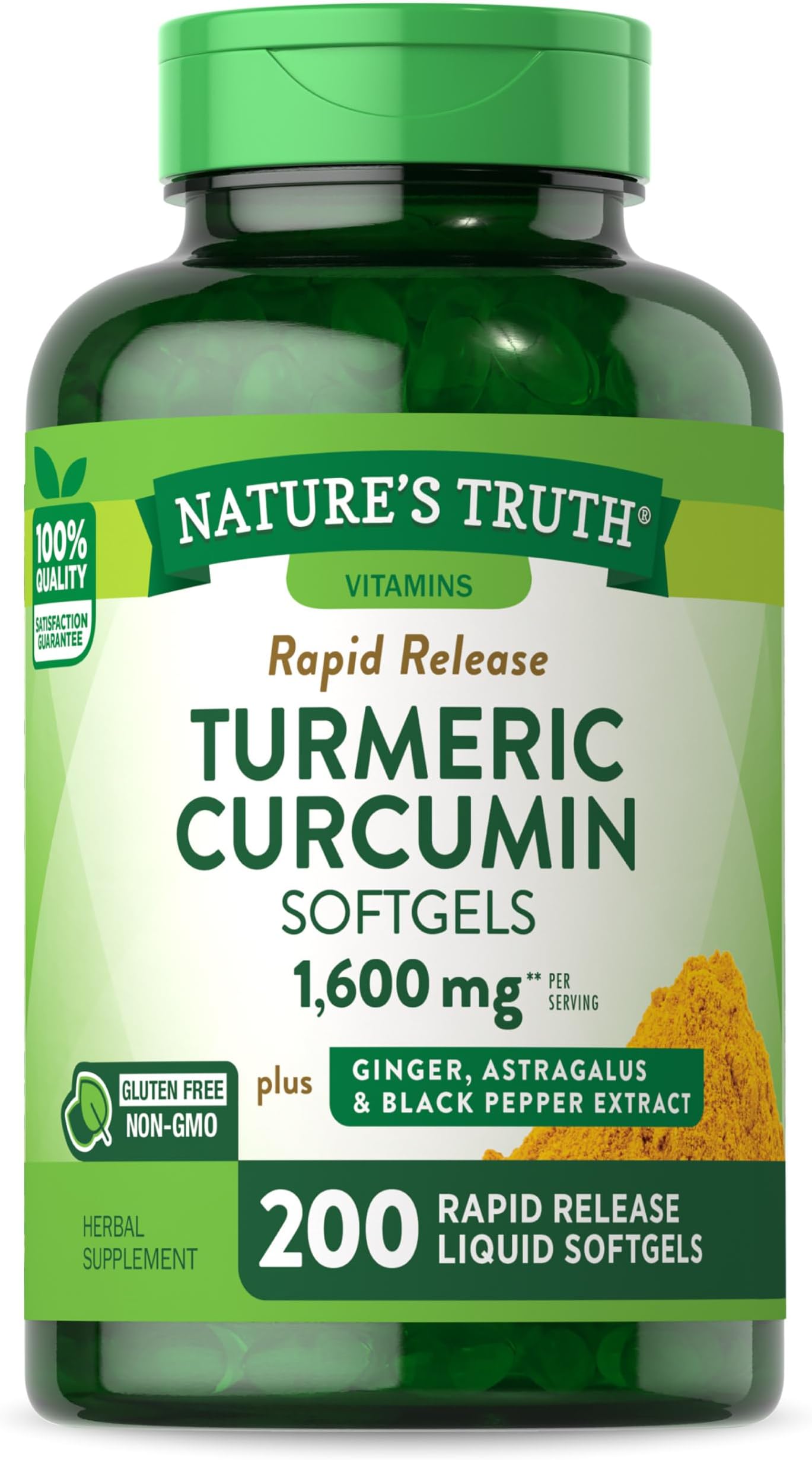 Amazon.com: Nature's Truth Turmeric Curcumin Complex | Plus Ginger, Astragalus, & Black Pepper ...