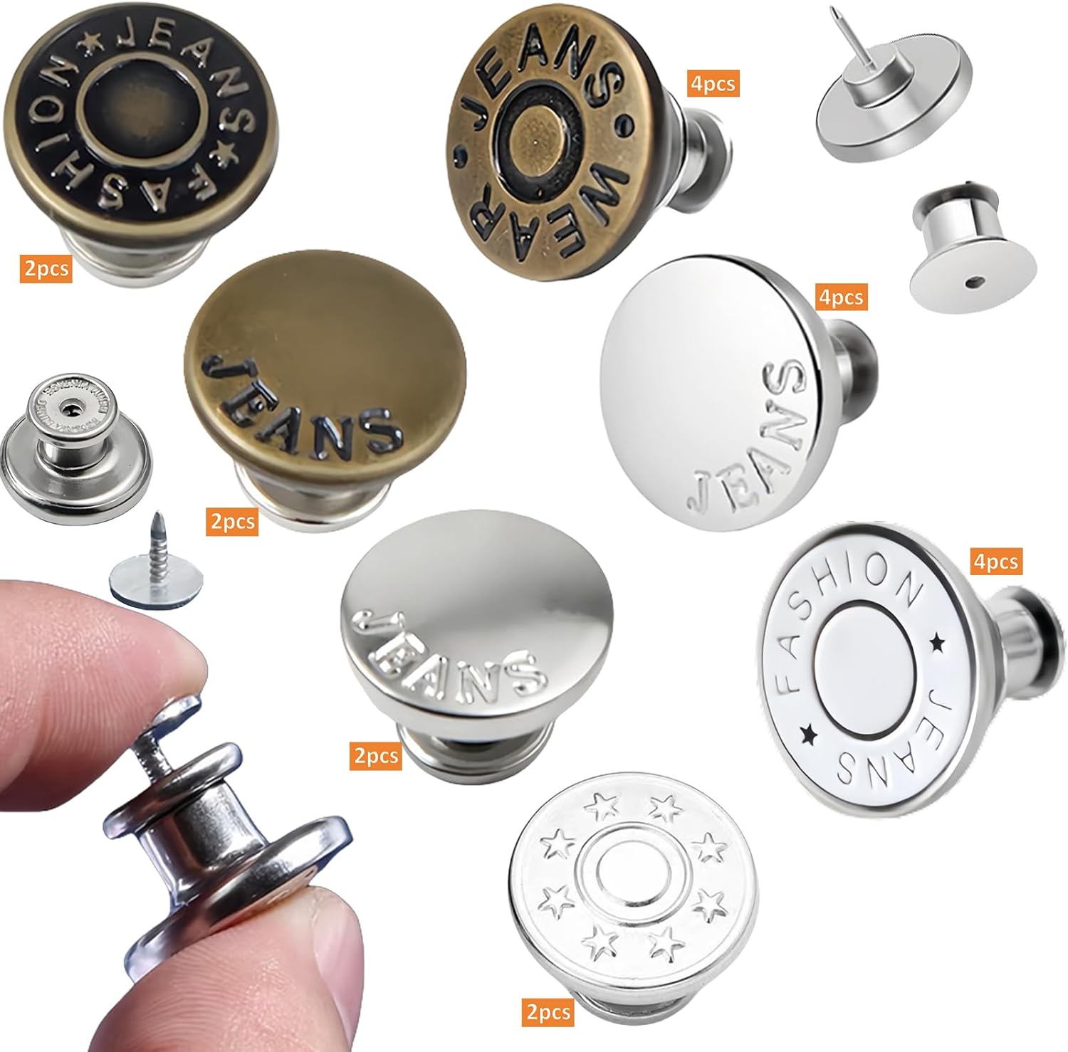 Amazon.com: 20 Pcs Jean Buttons, Buttons for Jeans to Make Smaller ...