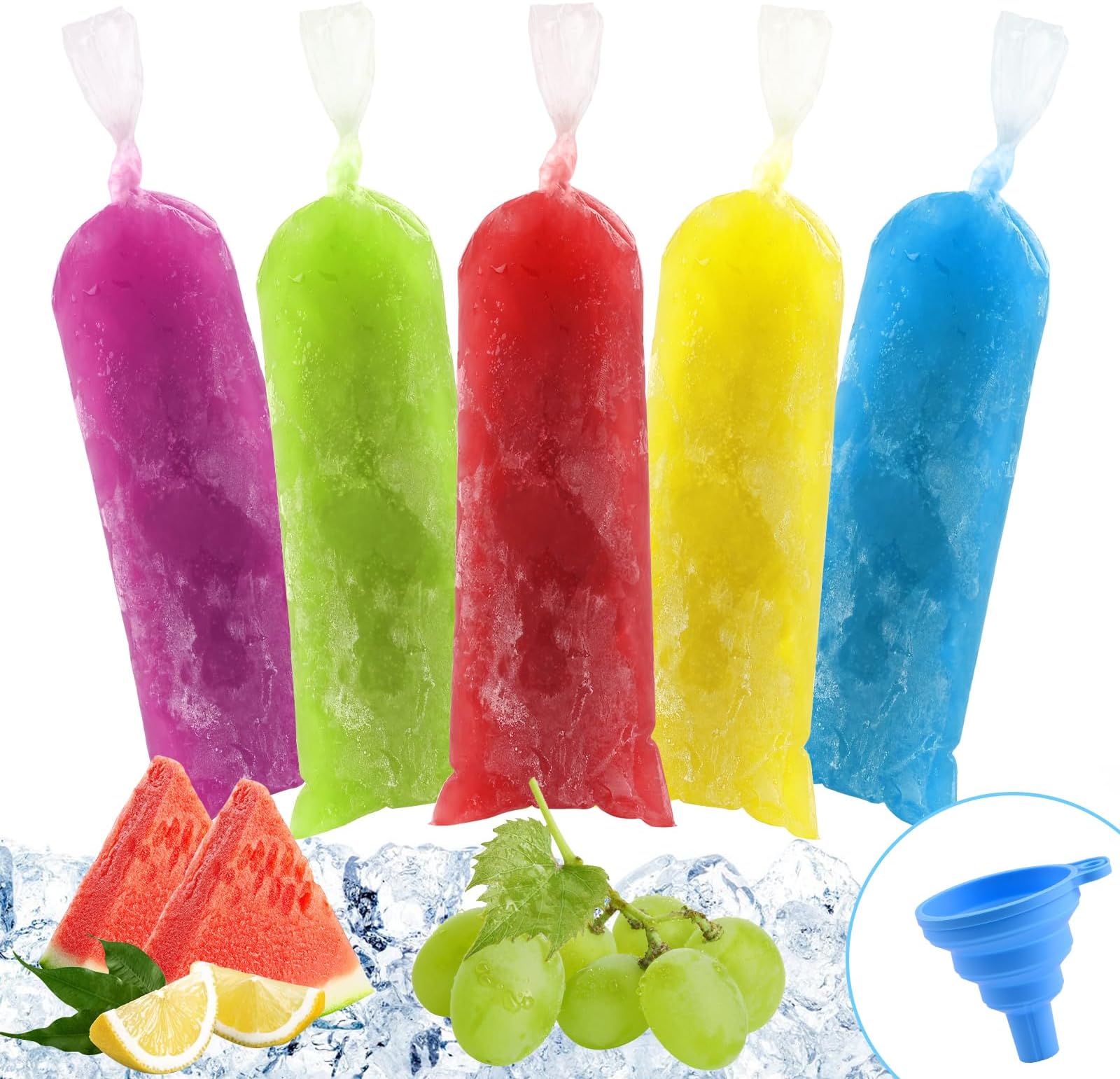 Amazon.com: LOMIMOS 200pcs Ice Pop Bags, Plastic Disposable Popsicle ...