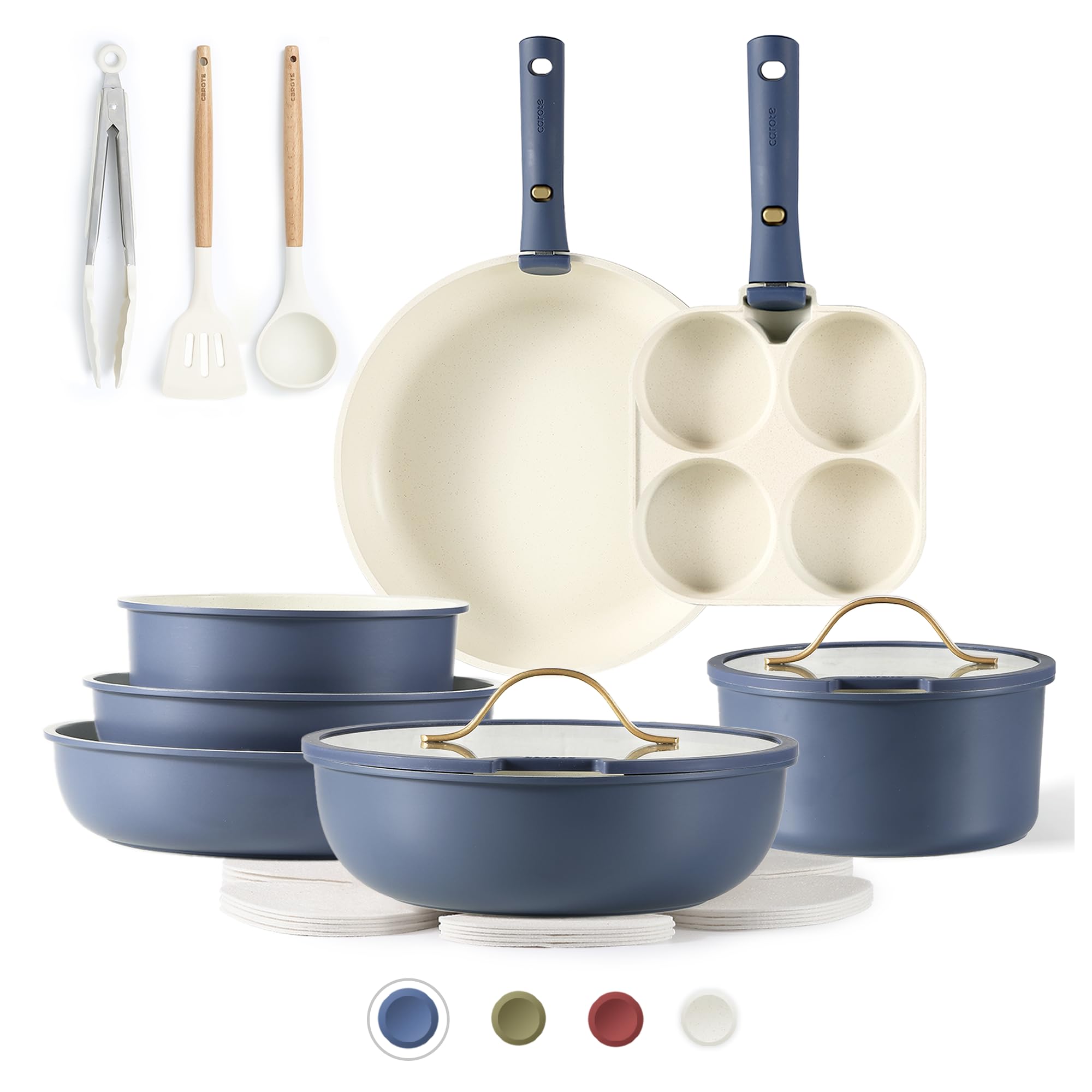 Amazon.com: CAROTE 19pcs Pots and Pans Set, Nonstick Cookware Set ...