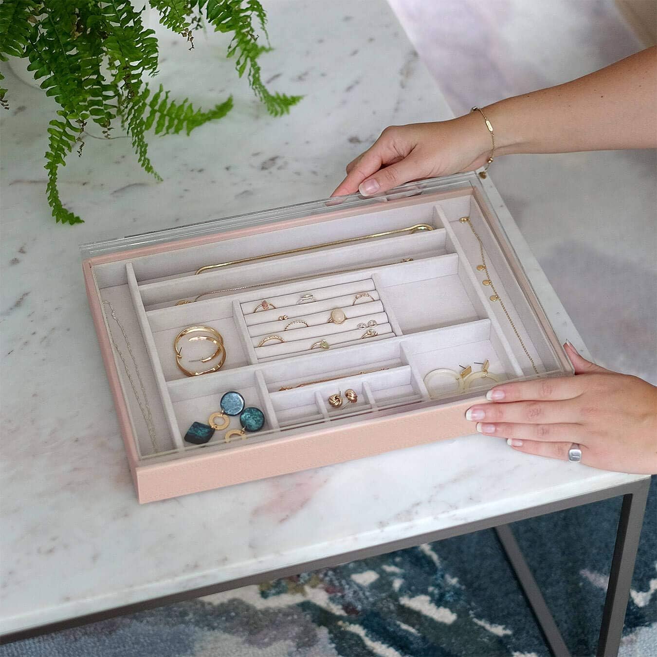 Stackers Blush Pink Supersize Jewellery Box Ring/Accessories Layer With ...