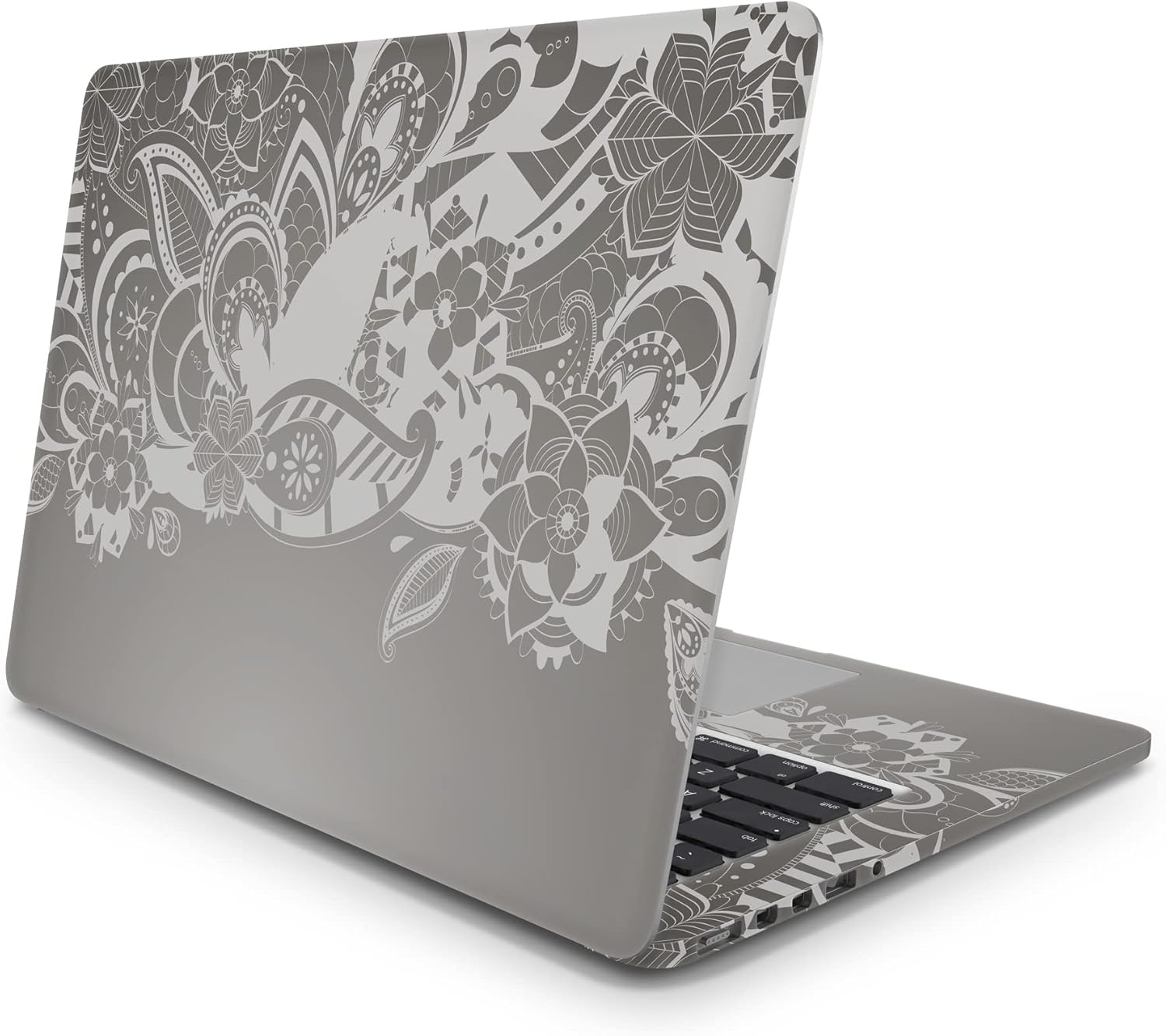 Amazon.com: Sticker Master Gray Floral Laptop Vinyl Sticker Skin Cover ...