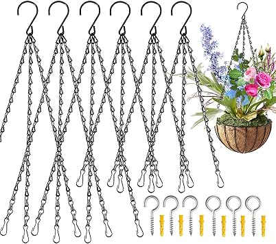 Amazon.com: Hanging Basket Chains, Hanging pots, Black 3 Leads Flower ...