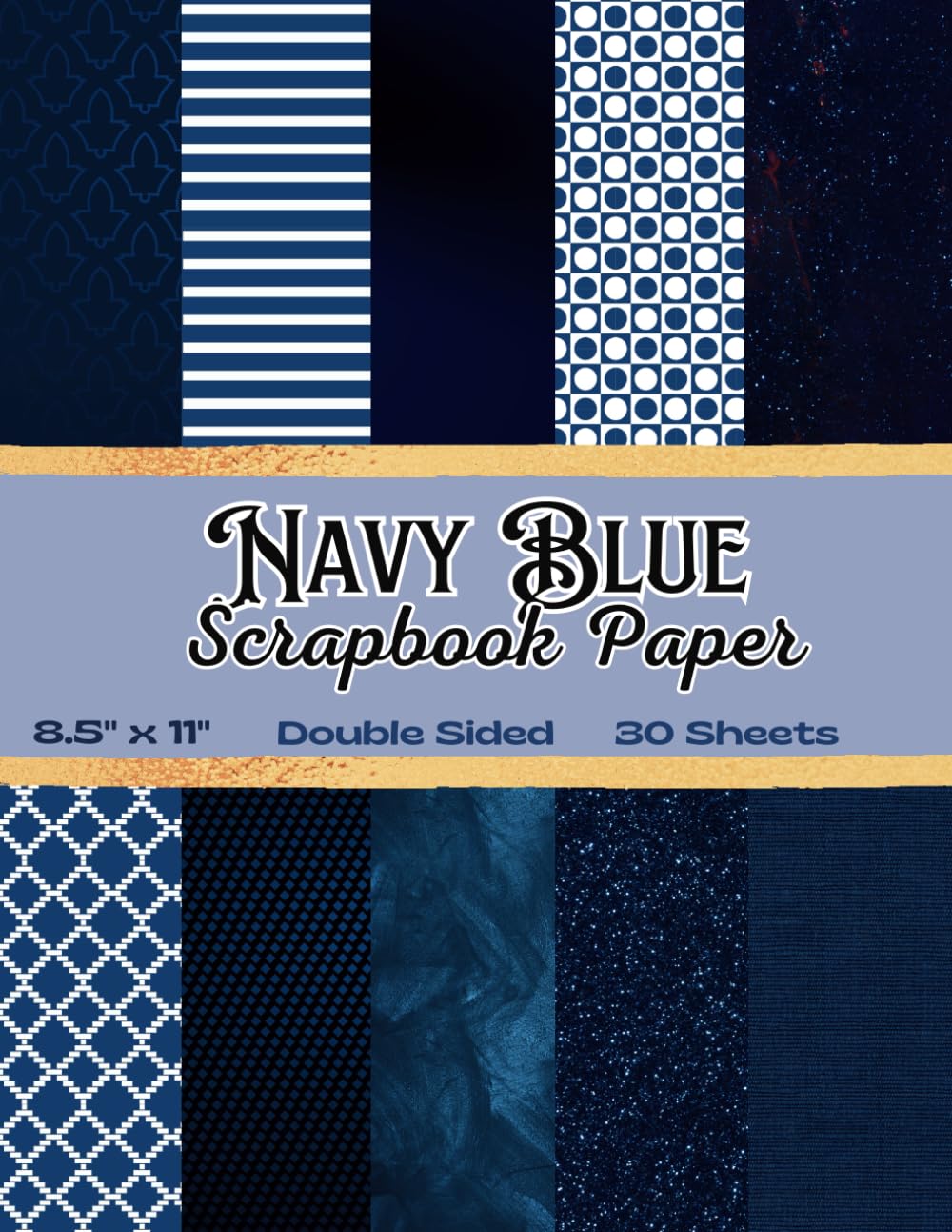 Navy Blue Scrapbook Paper: Marine Blue Themed Scrapbook Paper | 8.5" x ...