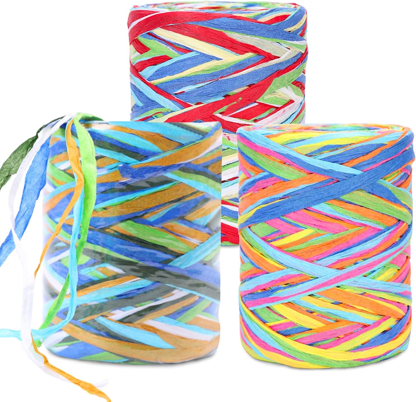 Amazon.com: 787 Feet Colored Raffia Ribbon, 3 Rolls 6 Ply Paper String ...