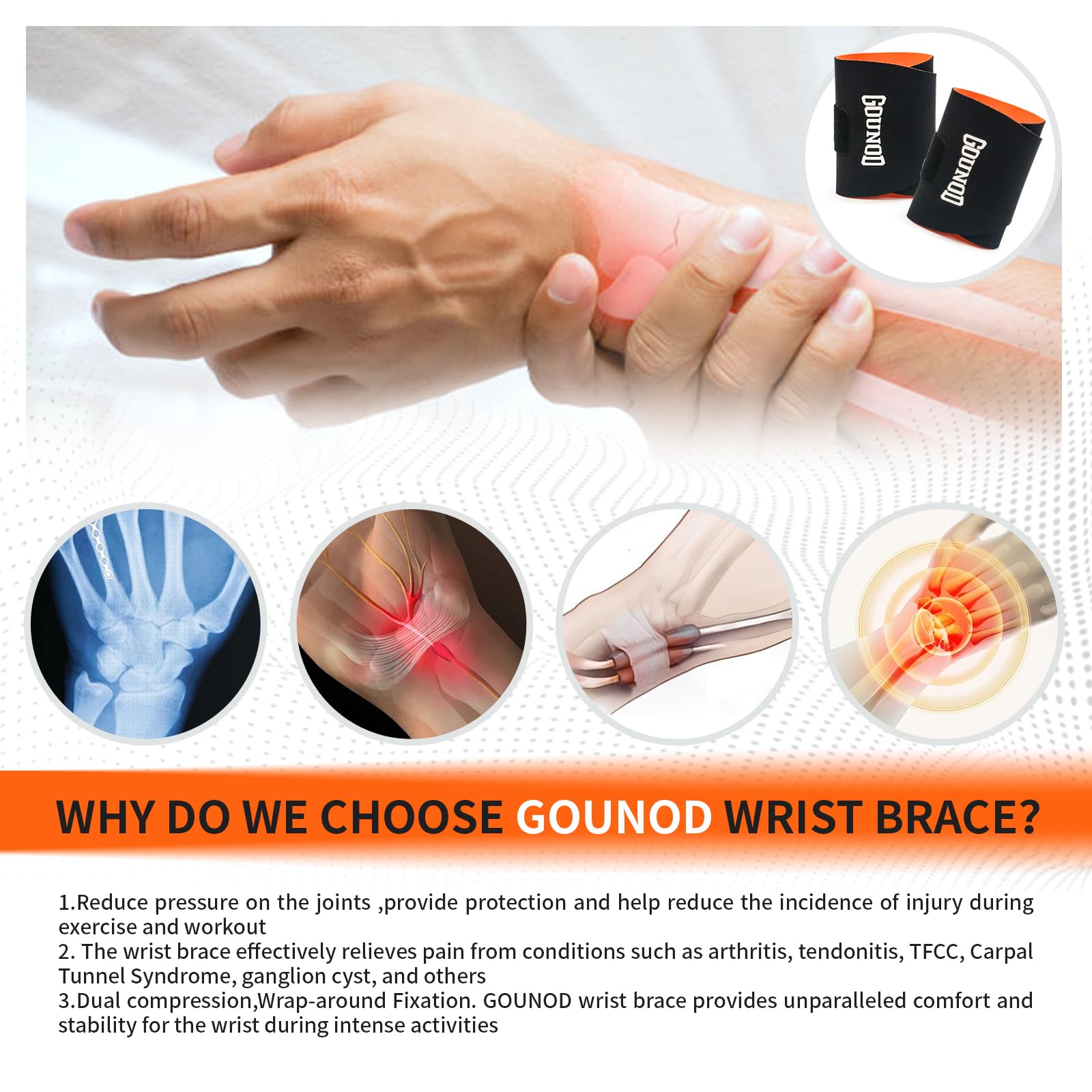 Snapklik.com : GOUNOD Wrist Brace For Women And Men, Ultra Thin And ...