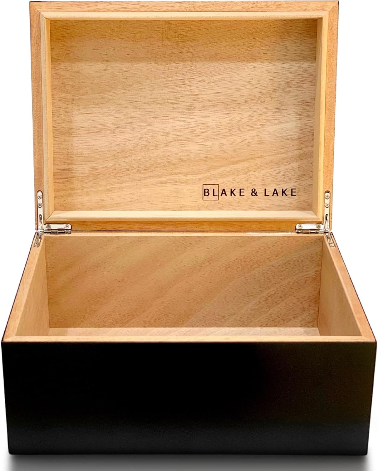 Amazon.com: Large Wooden Box with Hinged Lid - Wood Storage Box with ...