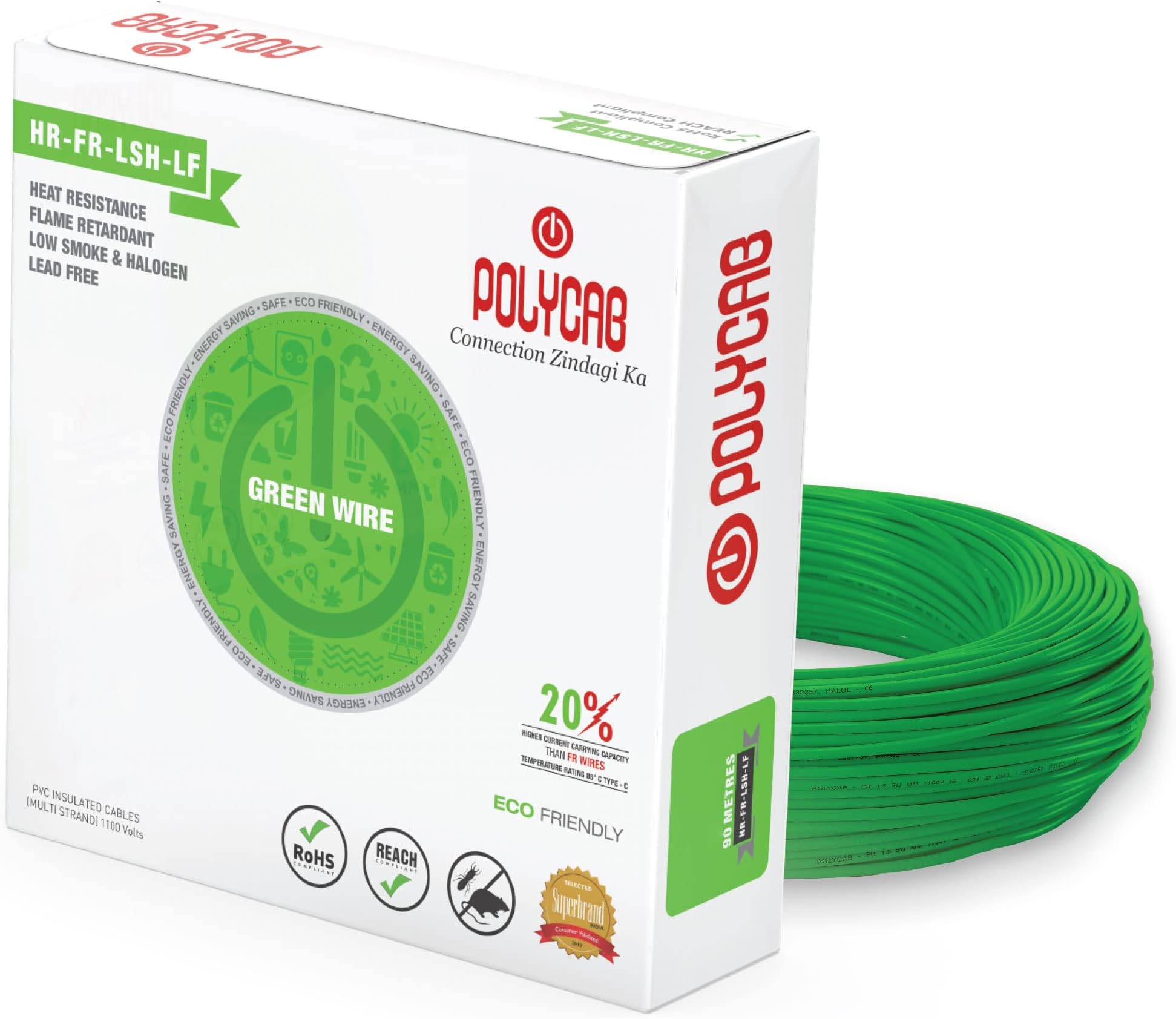 Polycab FR 300 Meter 1.5 SQ mm Copper PVC Insulated Single Core Panel ...